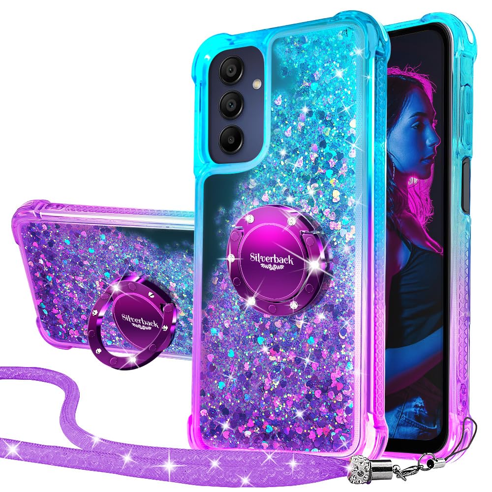 Amazon.com: Silverback for Galaxy A25 5G Phone Case, Moving Liquid Holographic Sparkle Glitter ...
