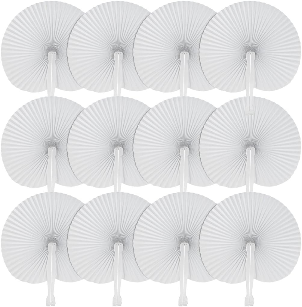 Lee-buty 36 Pack Folding Paper Fans Round Shape Handheld Fans Plastic ...