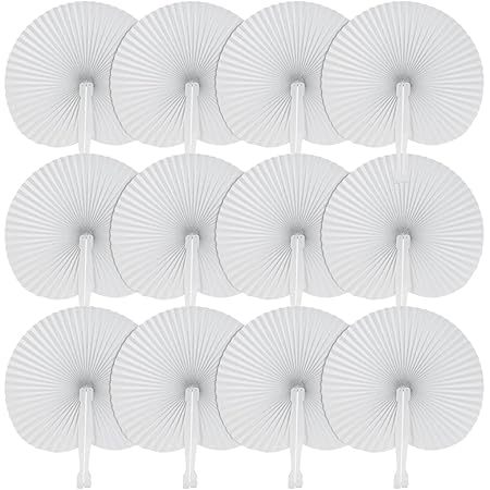 Amazon.com: Pangda 24 Pack Folding Fans Round Paper Fans Assortment ...