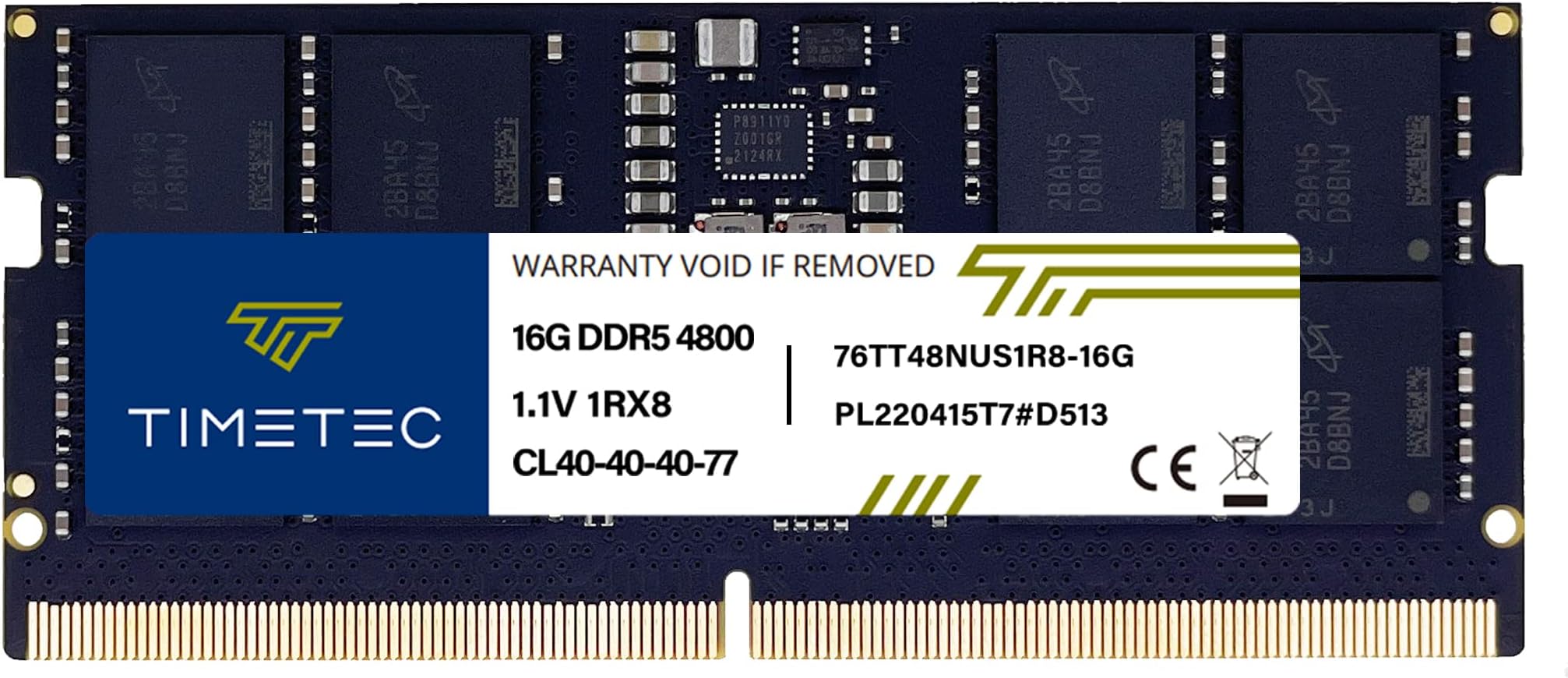 Timetec 16GB DDR5 4800MHz PC5-38400 Unbuffered Non-ECC 1.1V CL40 1Rx8 ...
