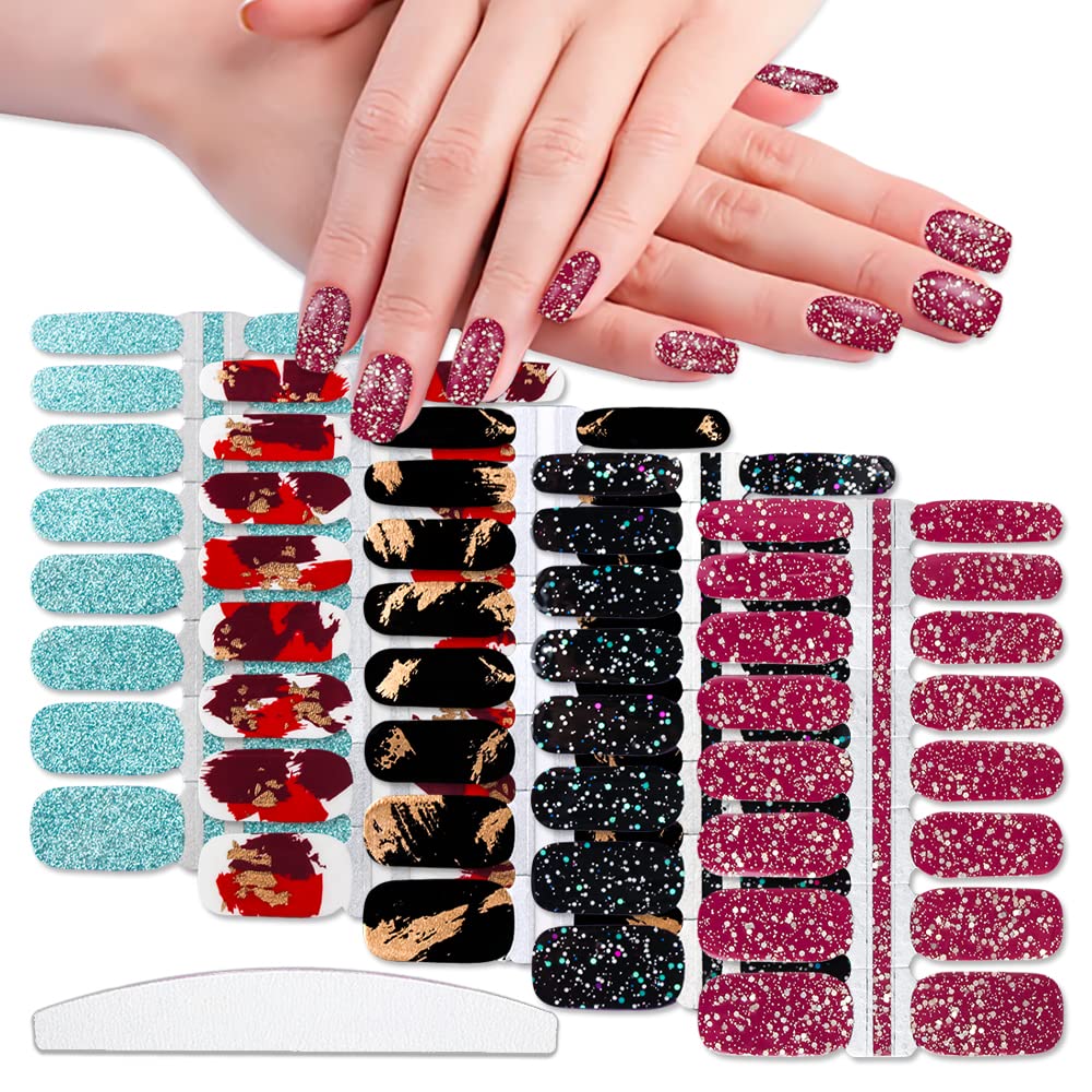 Amazon.com: WOKOTO 5 Sheets Nail Art Polish Stickers with 1pc Nail File ...