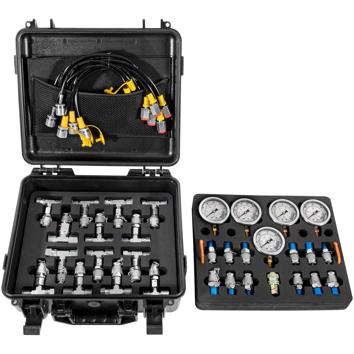 Hydraulic Pressure Test Kit 10/100/250/400/600 Bar 5 Gauges 5 Test ...