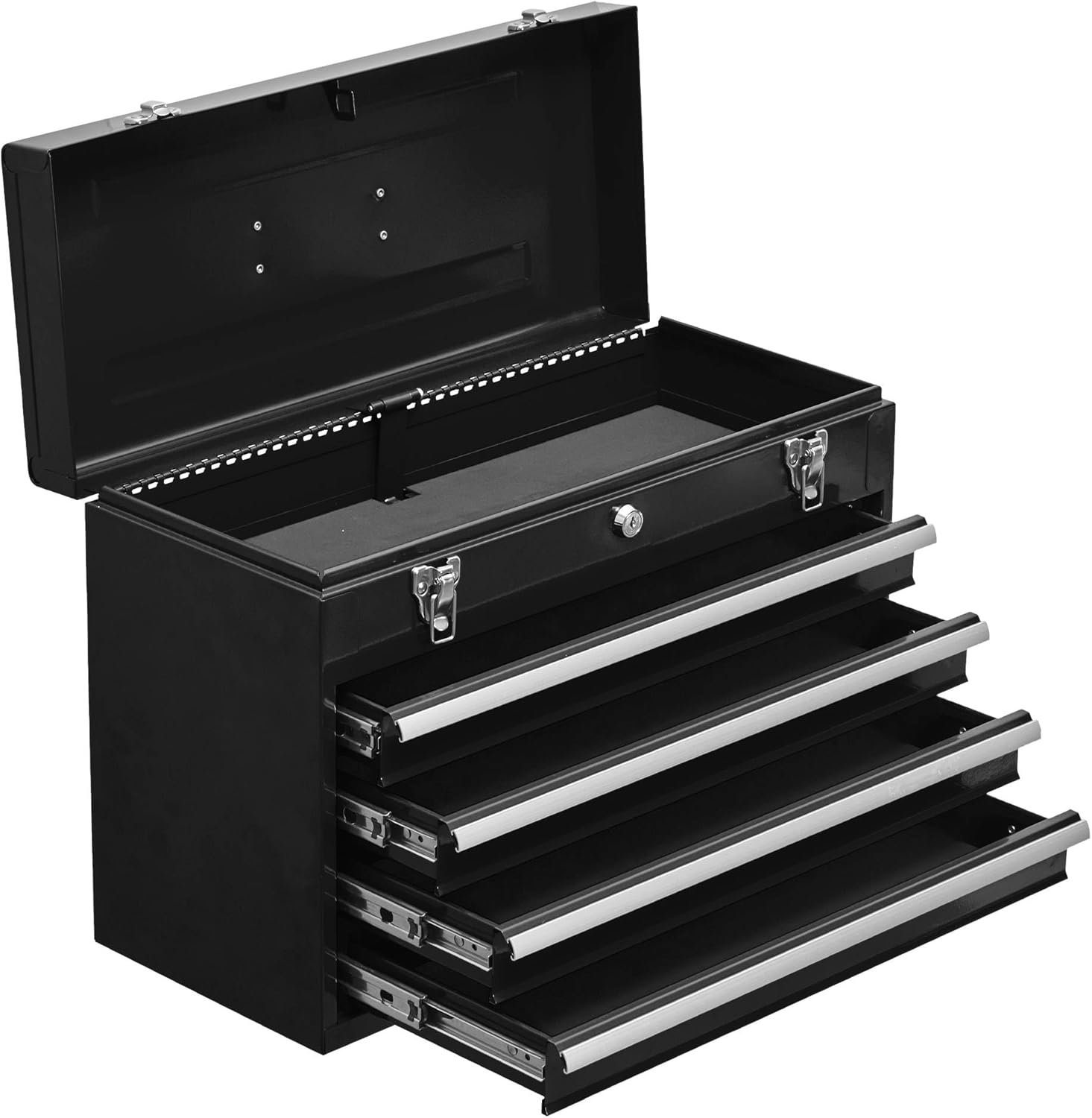4 Drawers, 20 Inch Metal Tool Box, Portable and Lockable Tool Chest ...