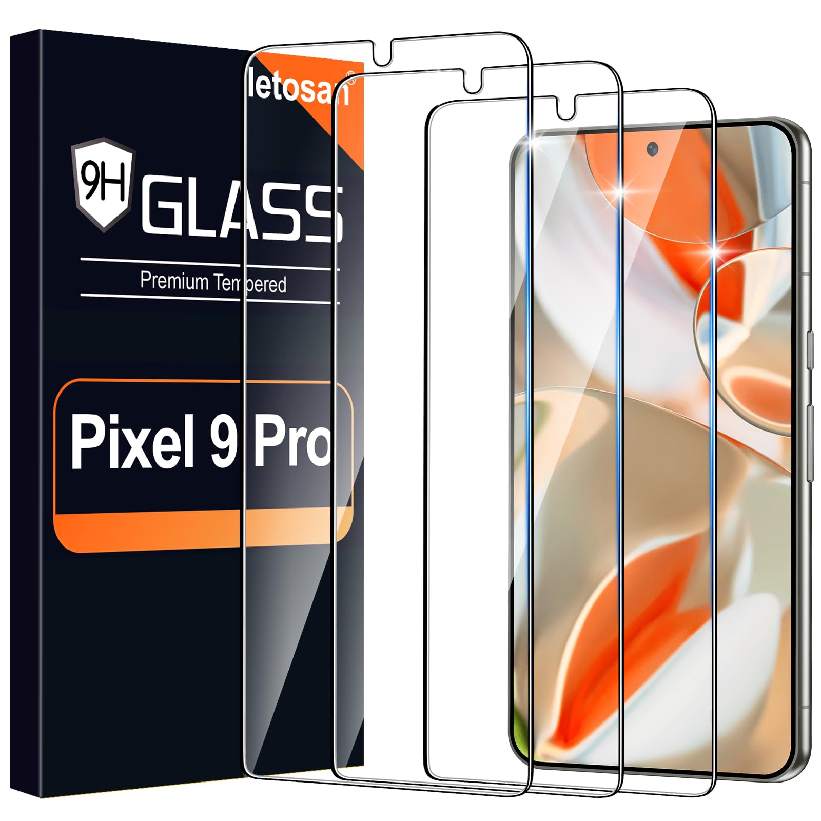 3 Pack Glass Screen Protector for Google Pixel 9 Pro, Ultrasonic ...