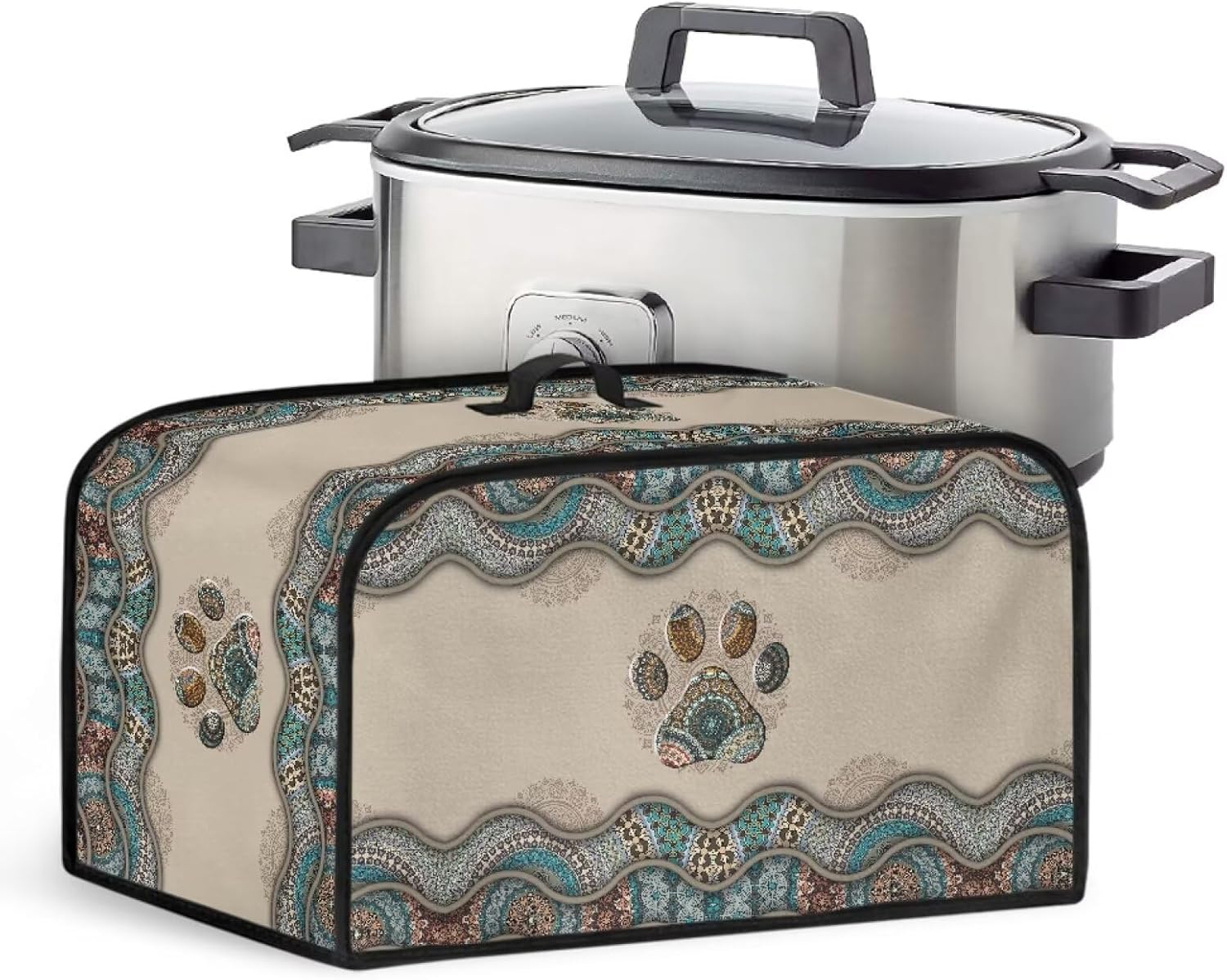 Amazon.com: Suobstales Boho Paw Print Slow Cooker Cover for Crock Pot ...
