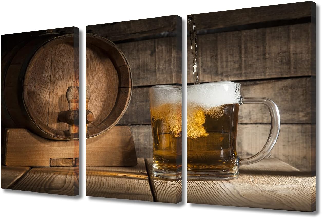 Amazon.com: TUMOVO Canvas Prints Vintage Beer Barrel Wall Art Beer ...