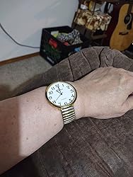 Amazon.com: Super Large Face Easy to Read Two-Tone Stretch Band Watch ...