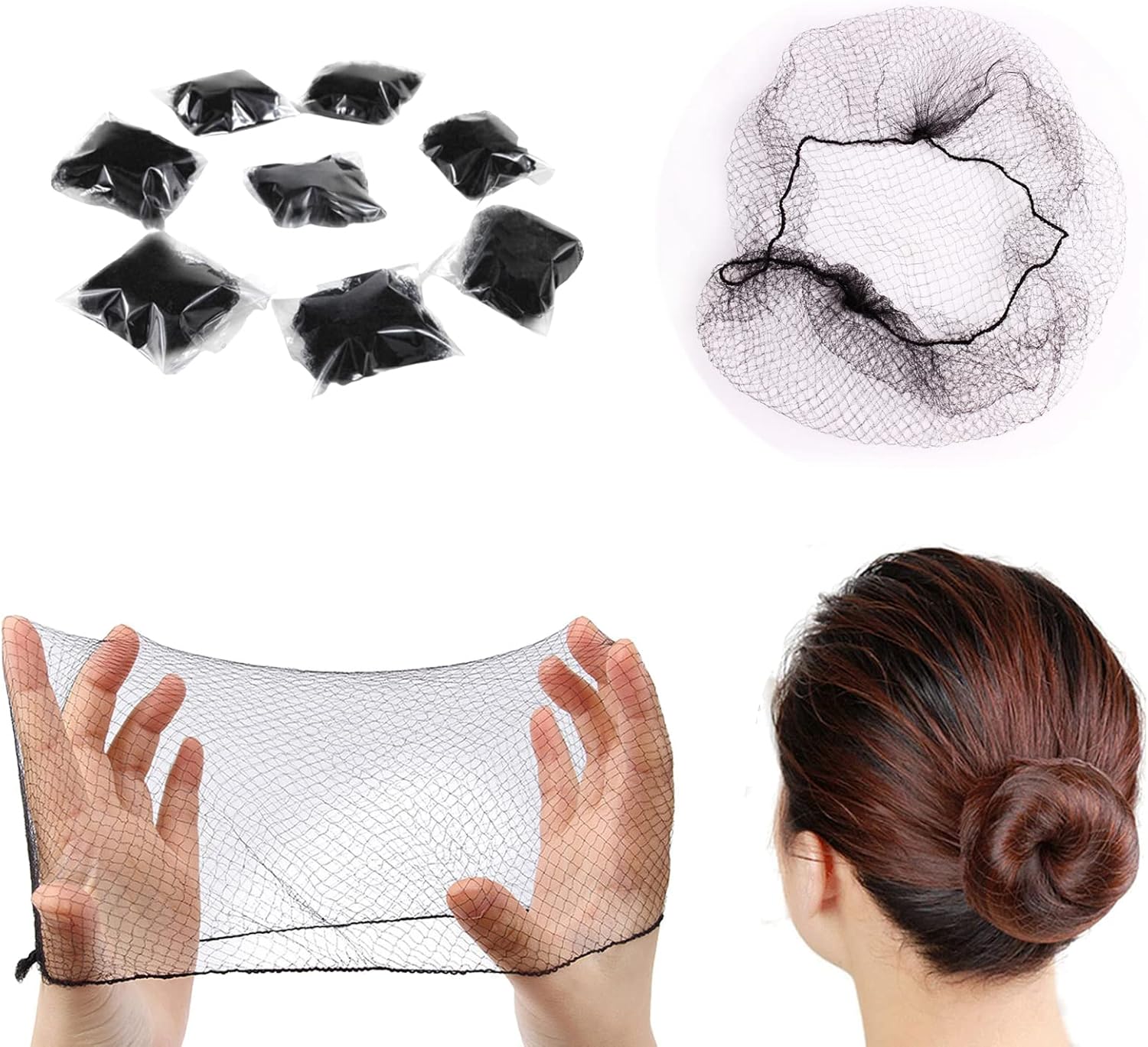 24 Pack Invisible Hair Net Elastic Edge Mesh Stretch Hair Nets for ...