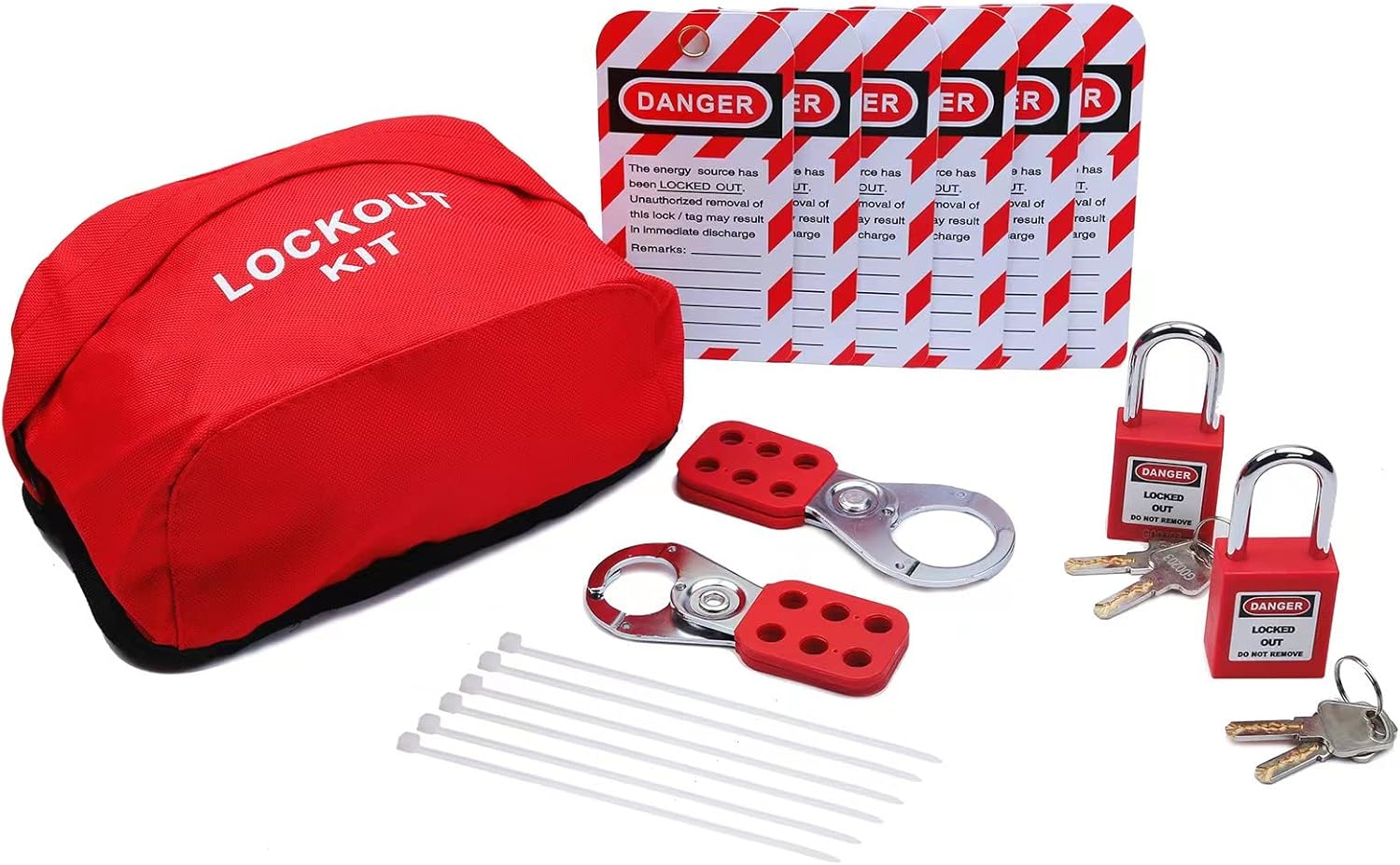 GenringSAFETY Red Lockout Tagout Kit - 2 Safety Padlocks with Number,6 ...