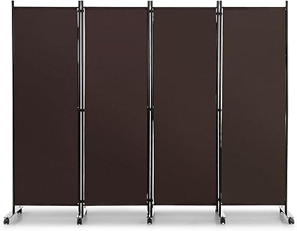 Amazon.com - Giantex 4 Panel Room Divider with Rollers Brown - 5.7Ft ...