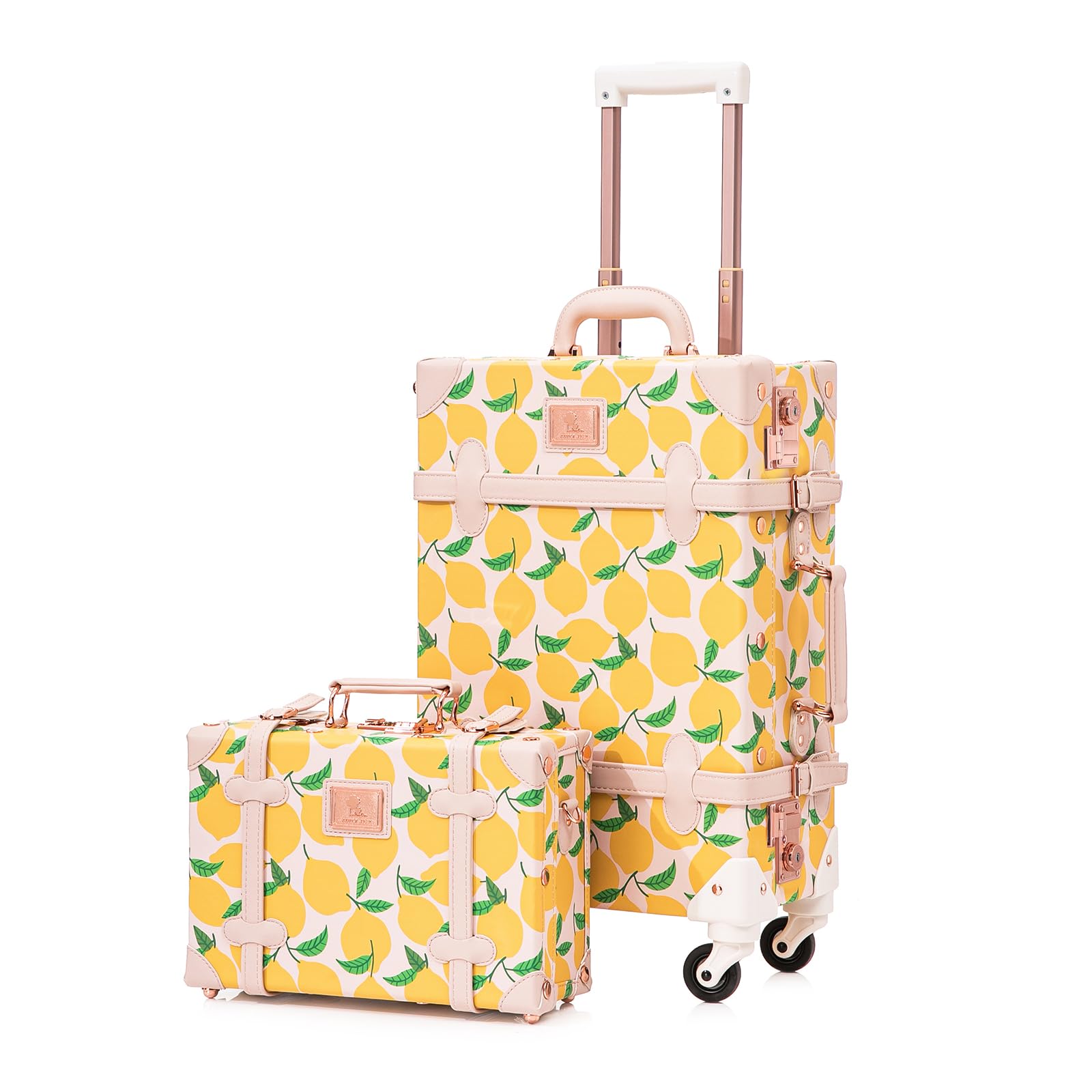 Uniwalker Vintage Luggage Set 2 Piece Faux Leather Carry On ...