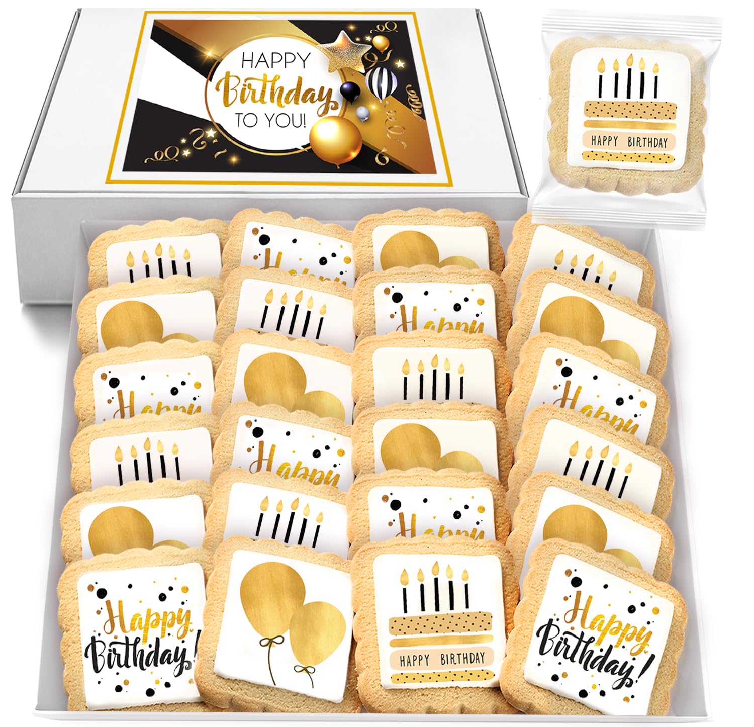 Amazon.com: Happy Birthday Cookies Bulk 24 PACK Individually Wrapped ...