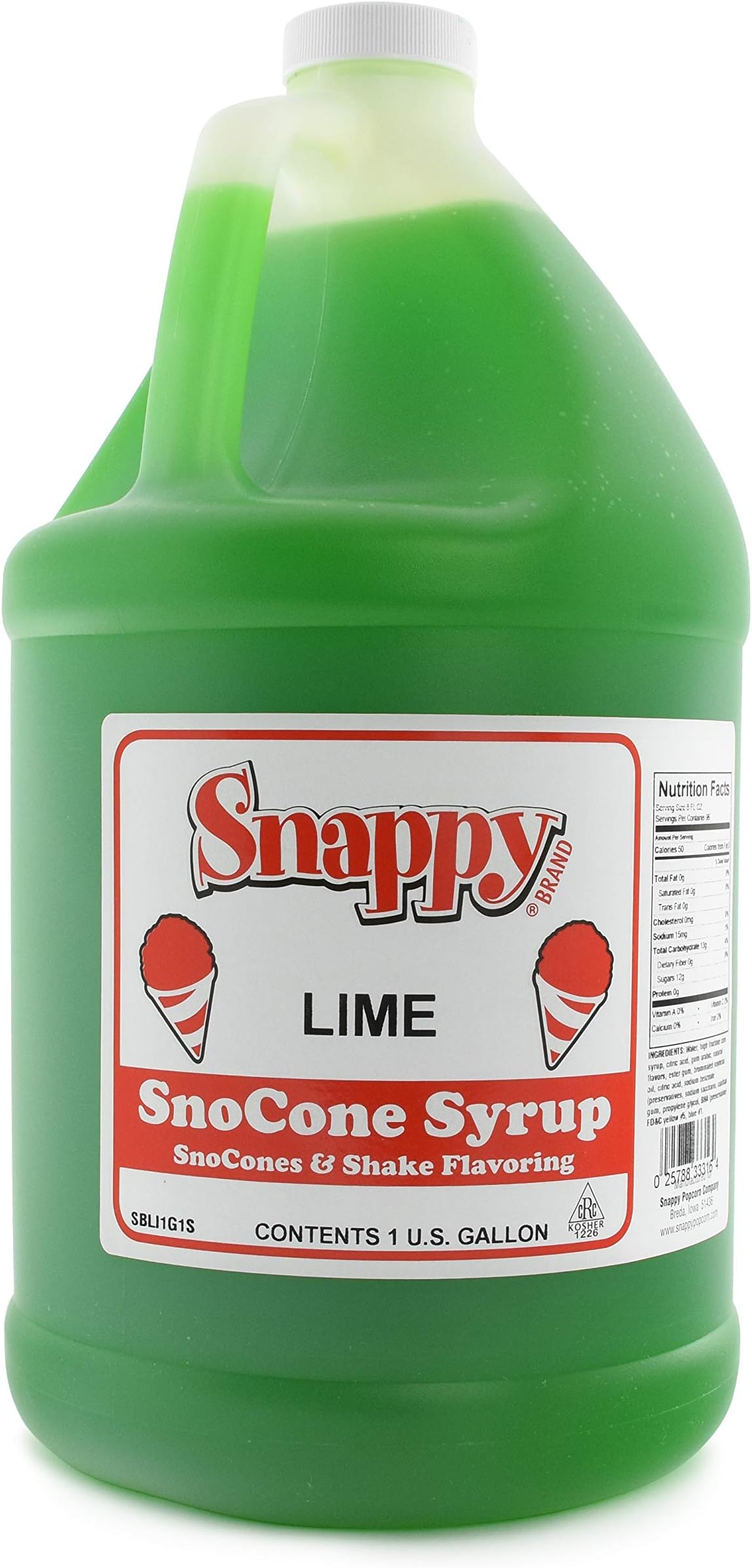 Amazon.com : Snappy Popcorn Lime Sno Cone Syrup, 1 Gallon : Dessert ...