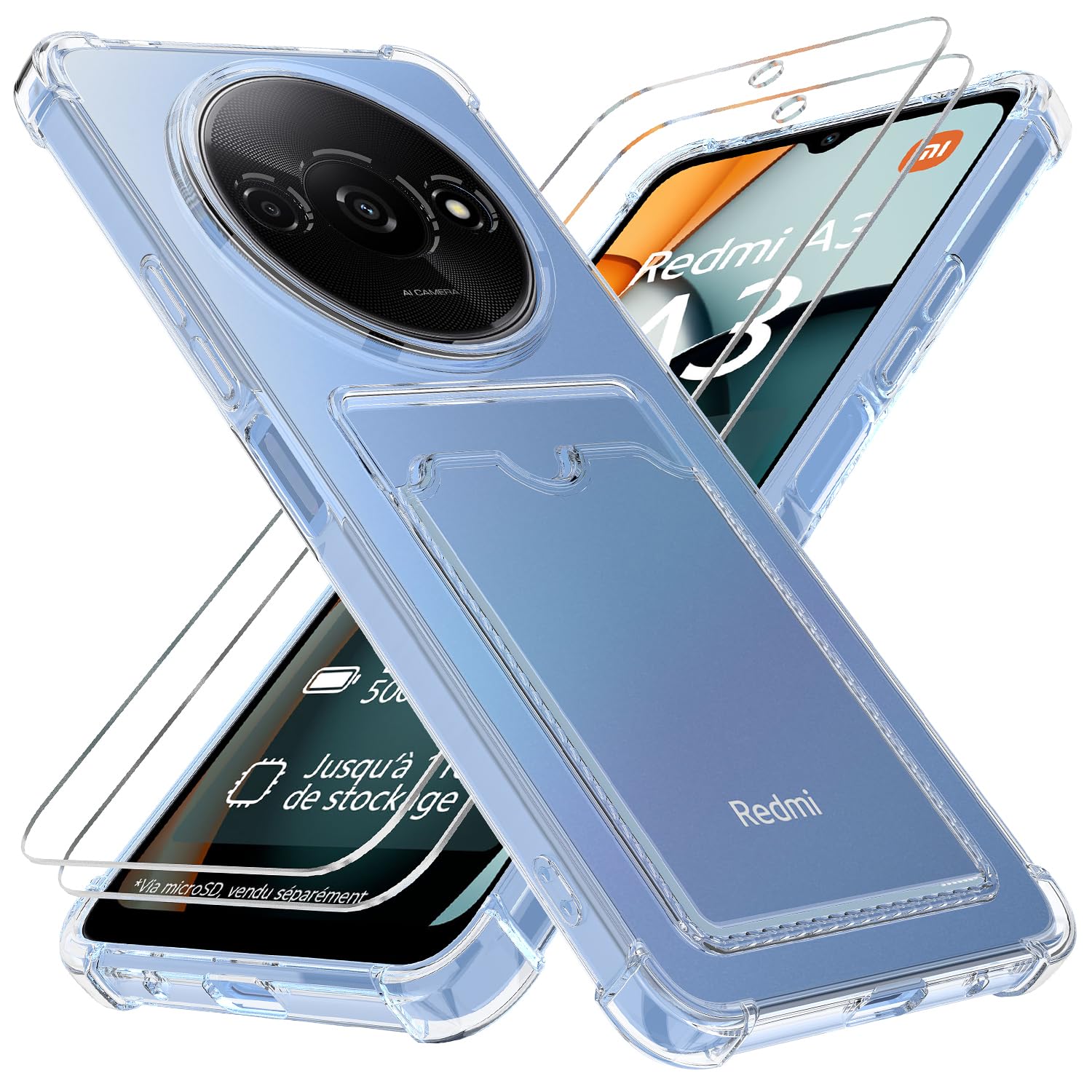 TTSWJBD for Xiaomi Redmi A3 Case with 2 Pack Screen Protector, card ...