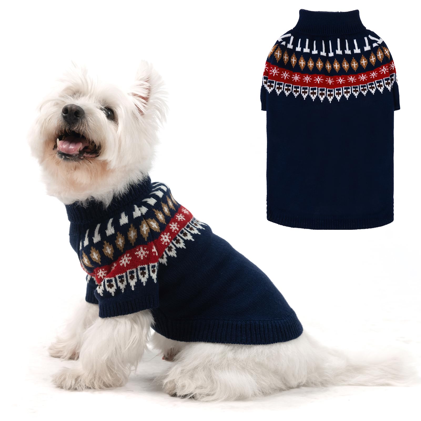EXPAWLORER Turtleneck Dog Jumper - Knitted Dog Clothes in Classic Fair ...