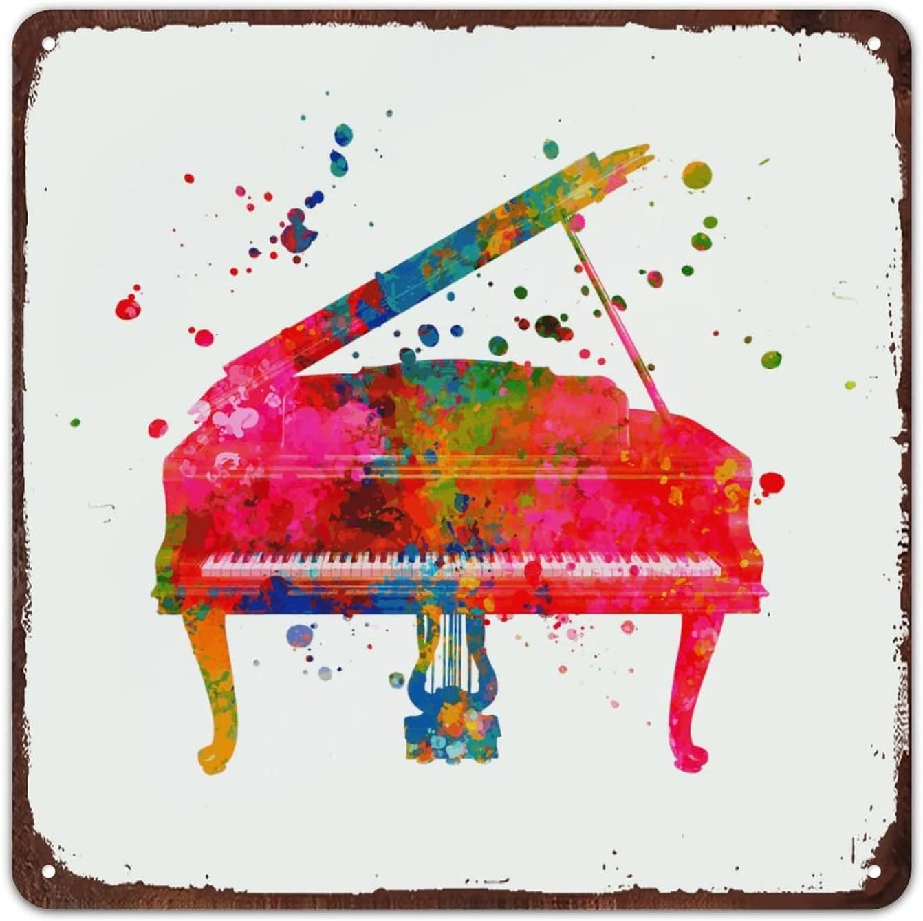 Amazon.com : Mousus Piano Paint Splatter Retro Metal Sign, Piano Wall ...