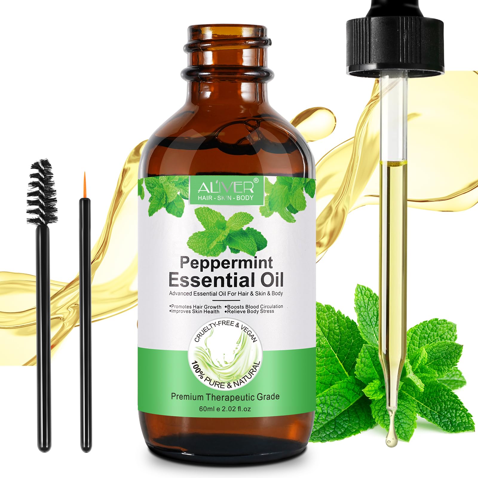 Peppermint Oil 60ml, Peppermint Essential Oil 100% Natural Pure Cold ...