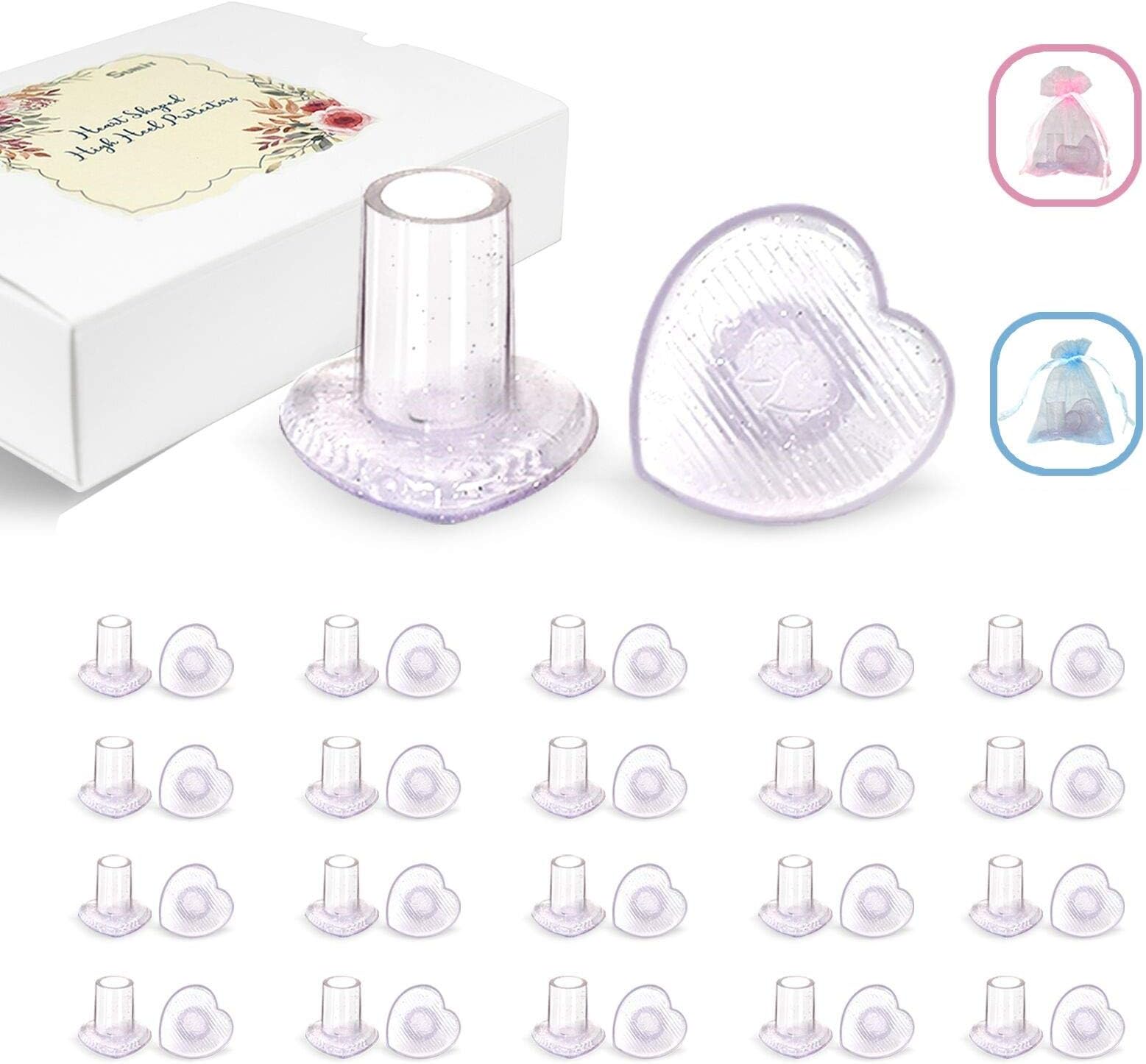 Amazon.com: 20 Pairs High Heel Protectors, Heart Shaped Glittery Clear ...