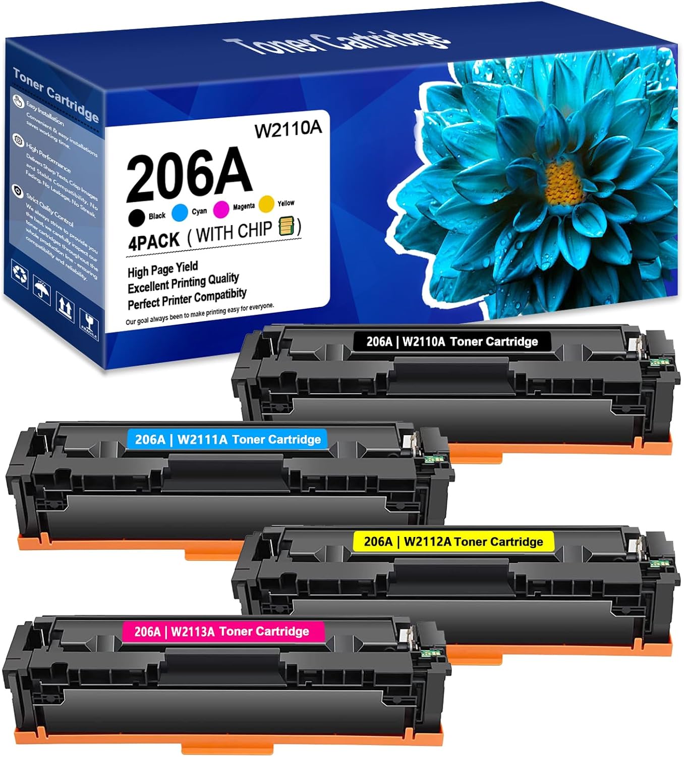 Amazon.com: 206A Toner Cartridges Set (with CHIP) Compatible for HP ...