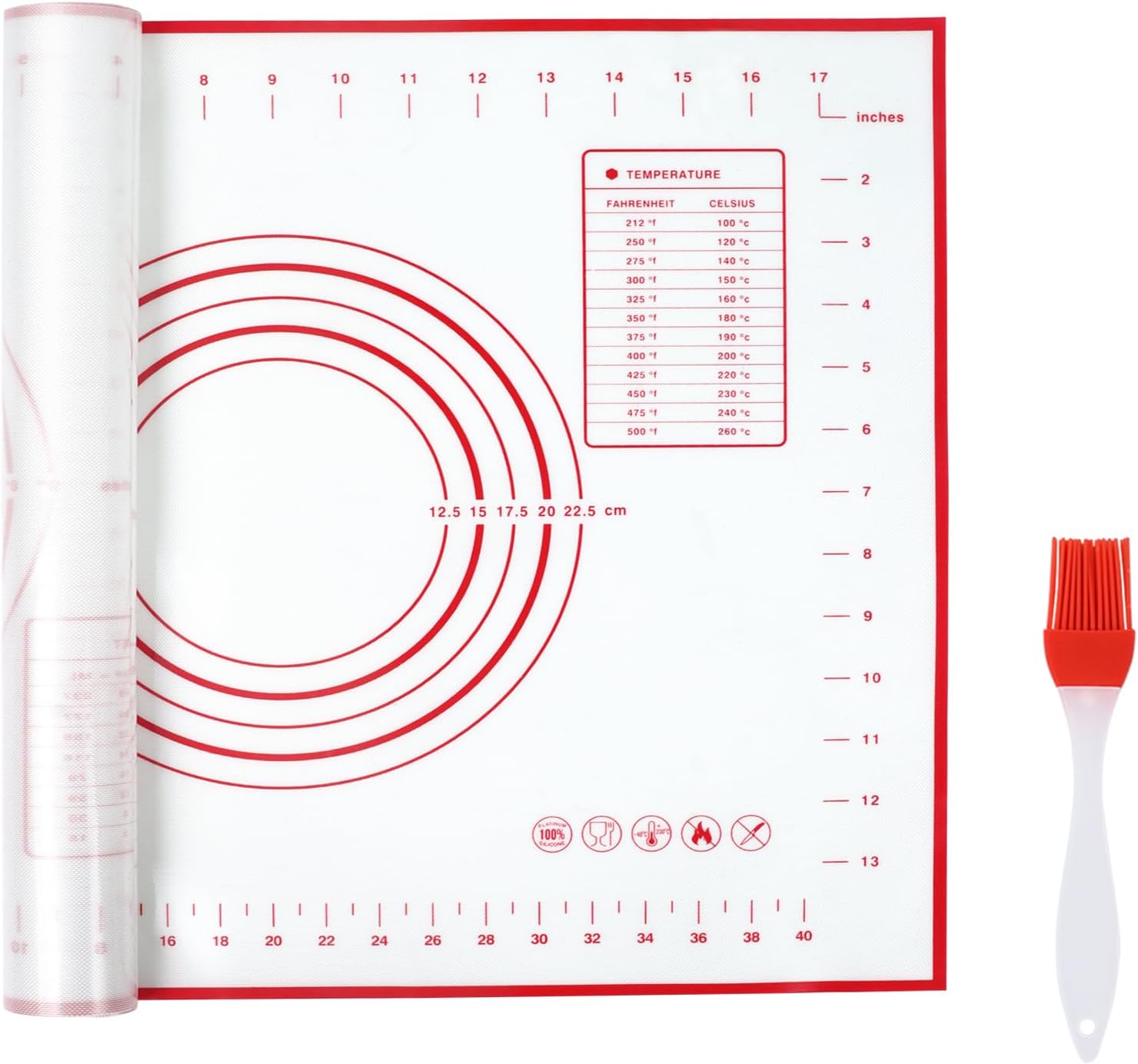 Amazon.com: Silicone Pastry Mat Non Stick Extra Thick Baking Mat with ...