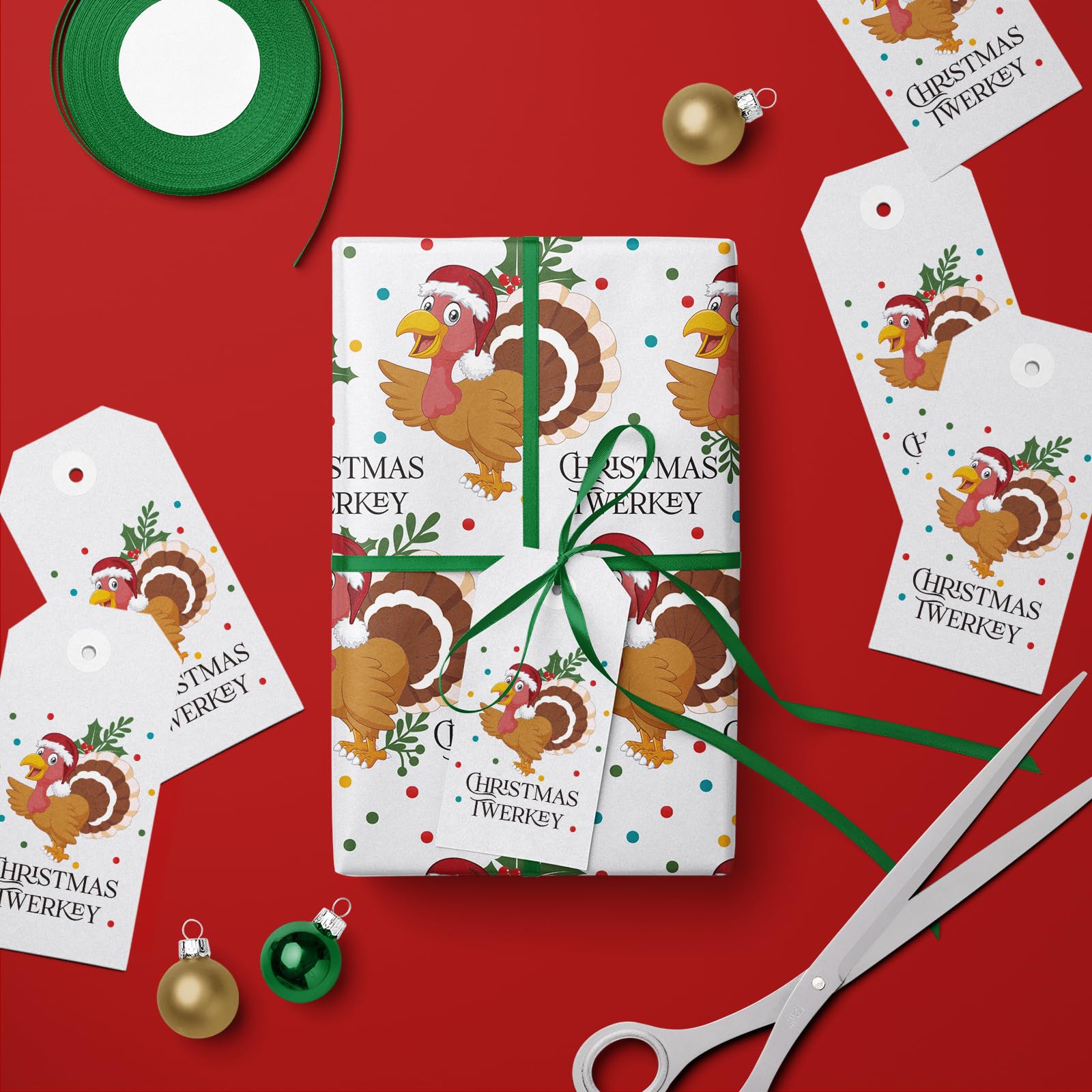 Snapklik.com : LeZakaa Christmas Wrapping Paper Roll - Funny Turkeys ...