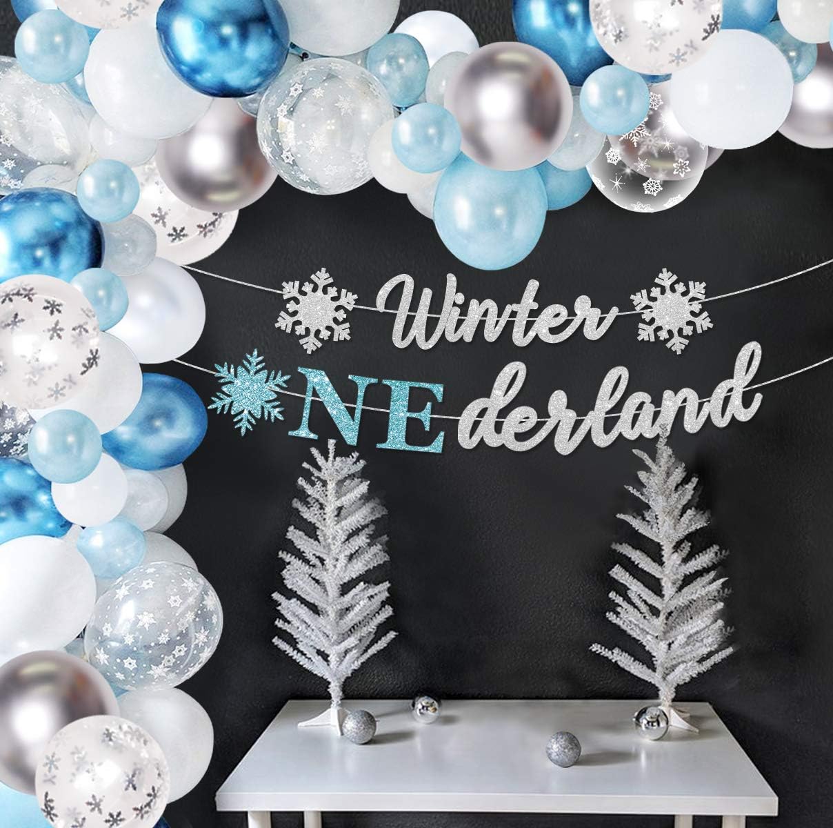Amazon.com: Snowflake Balloon Garland Arch Kit Blue Sliver Winter ...