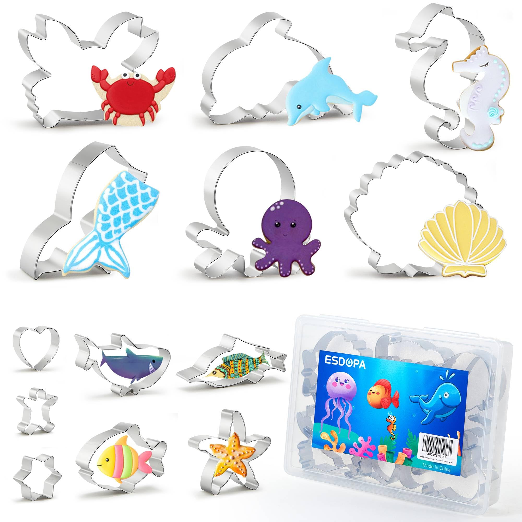 Amazon.com: ESDOPA Ocean Creature Cookie Cutters Set, 13PCS Metal ...