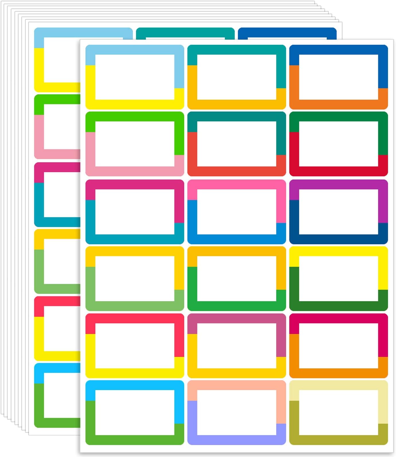 Amazon.com : Plain Name Tag Stickers Colorful Border Name Tag Labels ...