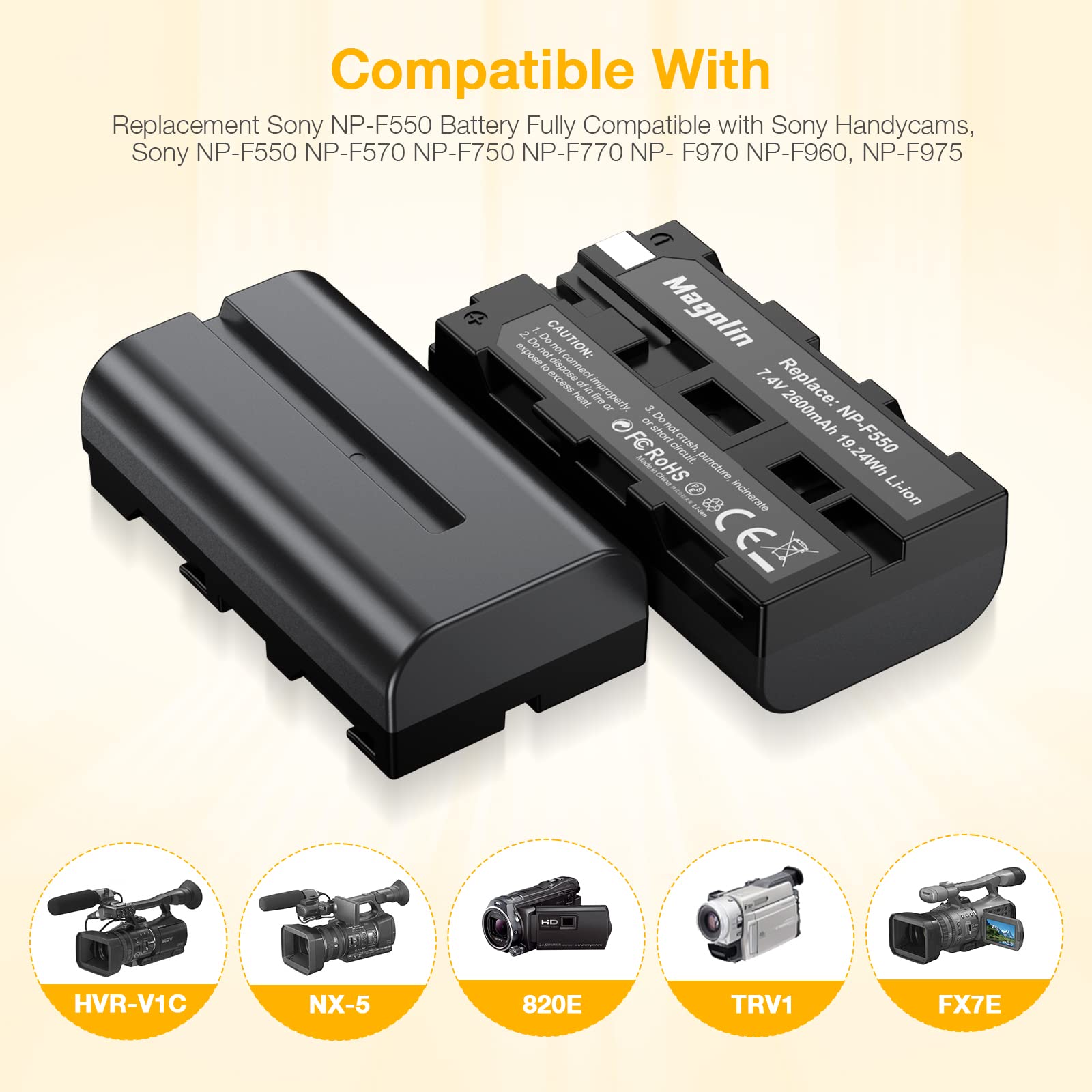 NP-F550 Battery 4 Pack and 4 Channel Charger Compatible with Sony NP ...
