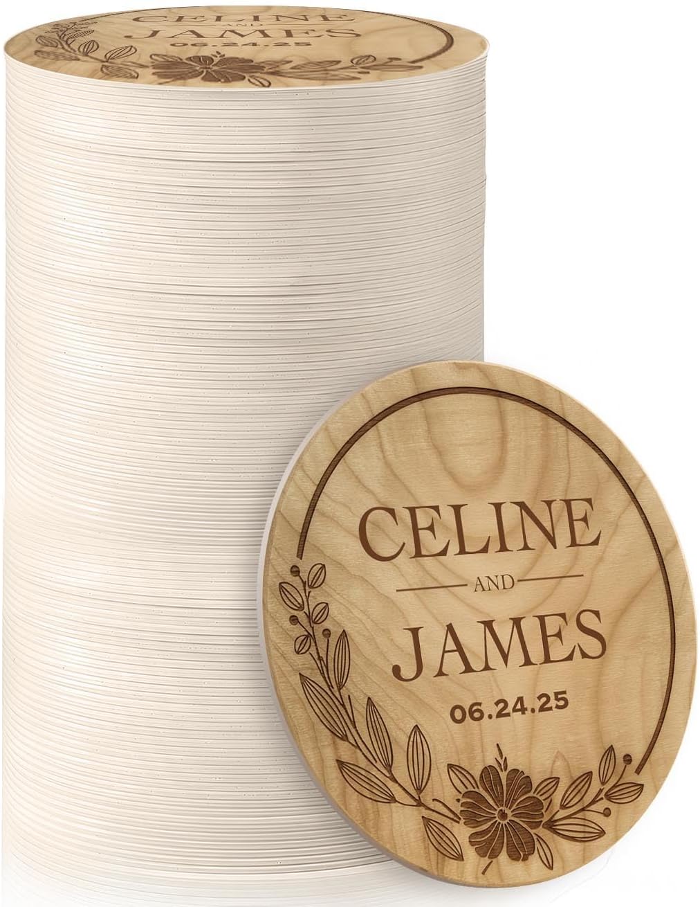 Amazon.com: 100 Pack Personalized Wedding Coasters, Custom Cardboard ...