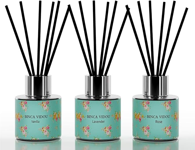 Reed Diffuser Set of 3, binca vidou Lavender, Rose, Vanilla Fragrance ...