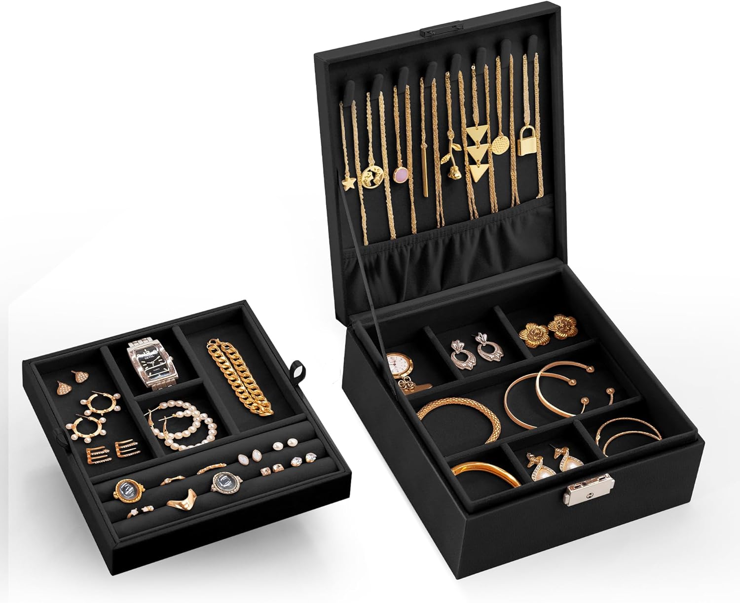 Amazon.com: Prestige & Fancy Jewelry Organizer Box - 2 Layer Jewelry ...