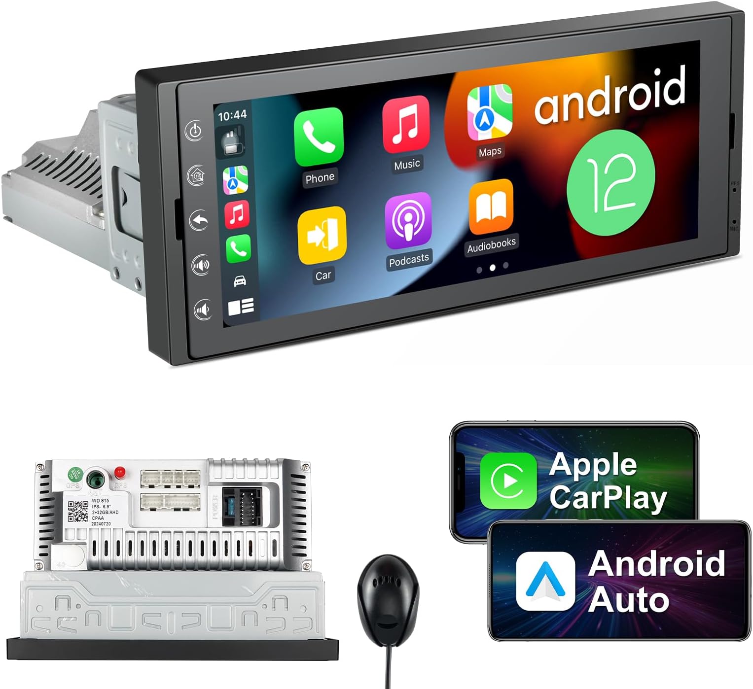 Amazon.com: Single Din Touchscreen Radio with CarPlay: Bluetooth Car ...