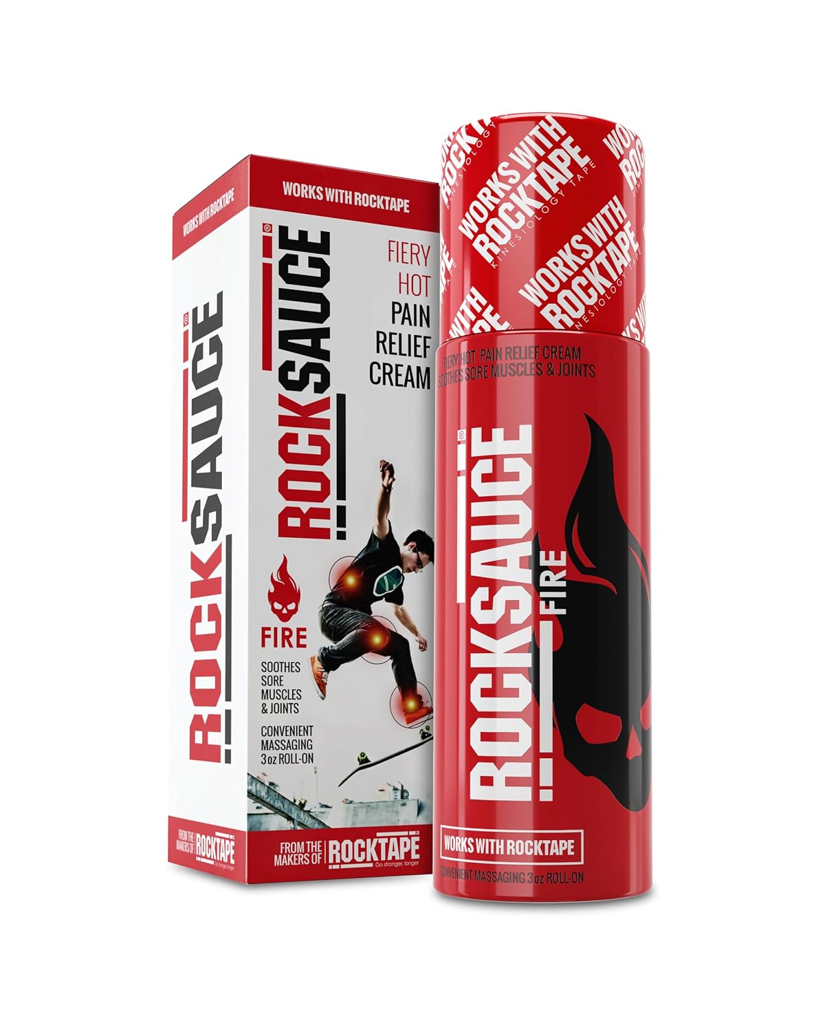 RockSauce Fire, 85 g Roll-On – Creme Analgésico Fácil de Usar – Fórmula ...
