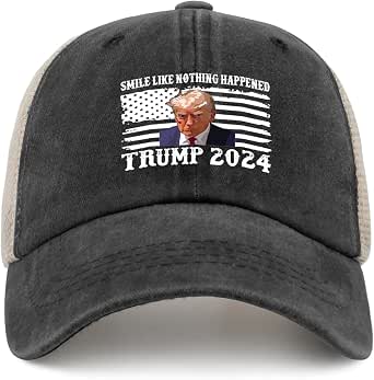 Amazon.com: Funny Hat Trump Mugshot Smile Like Nothings Happened ...