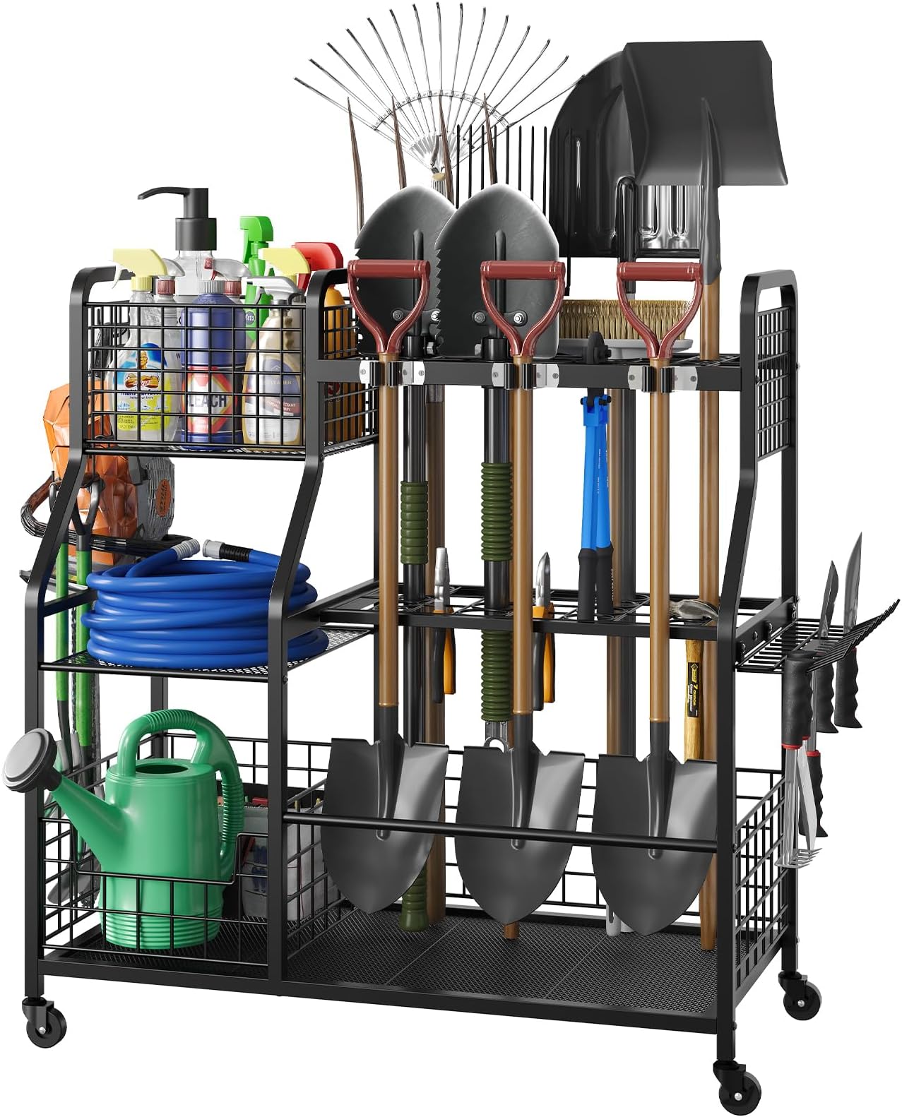 Amazon.com: JGLDG Garden Tool Storage Rack with Wheels Heavy-Duty ...