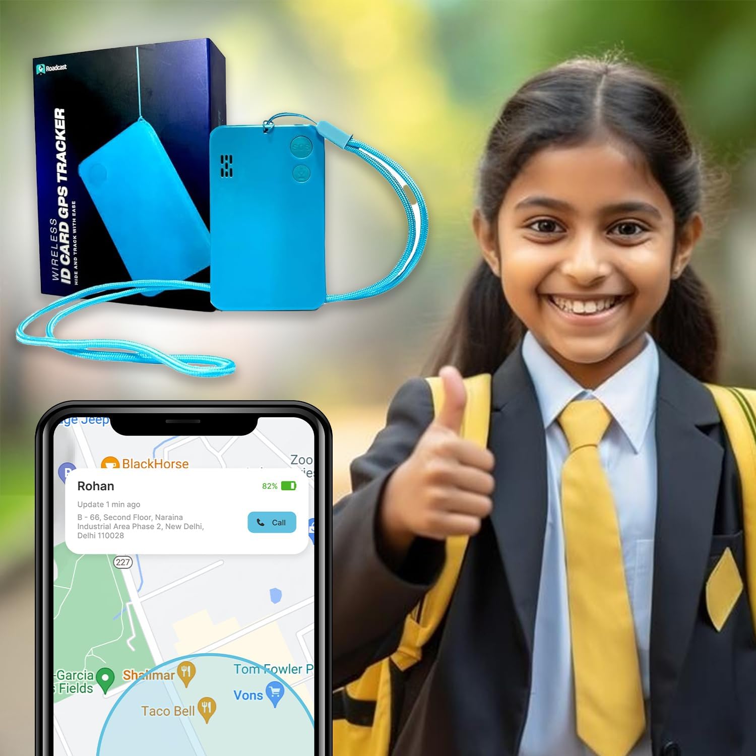 Roadcast ID Card 4G GPS Tracker for Kids, Students, Senior Citizens | 2 ...