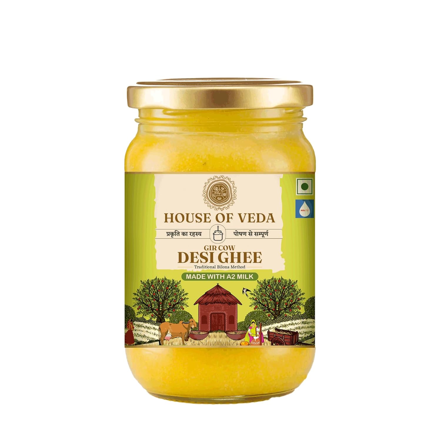 House of Veda Gir Cow Ghee | 500ml - Pure Desi Ghee Made with A2 Milk Using Ayurvedic Bilona ...
