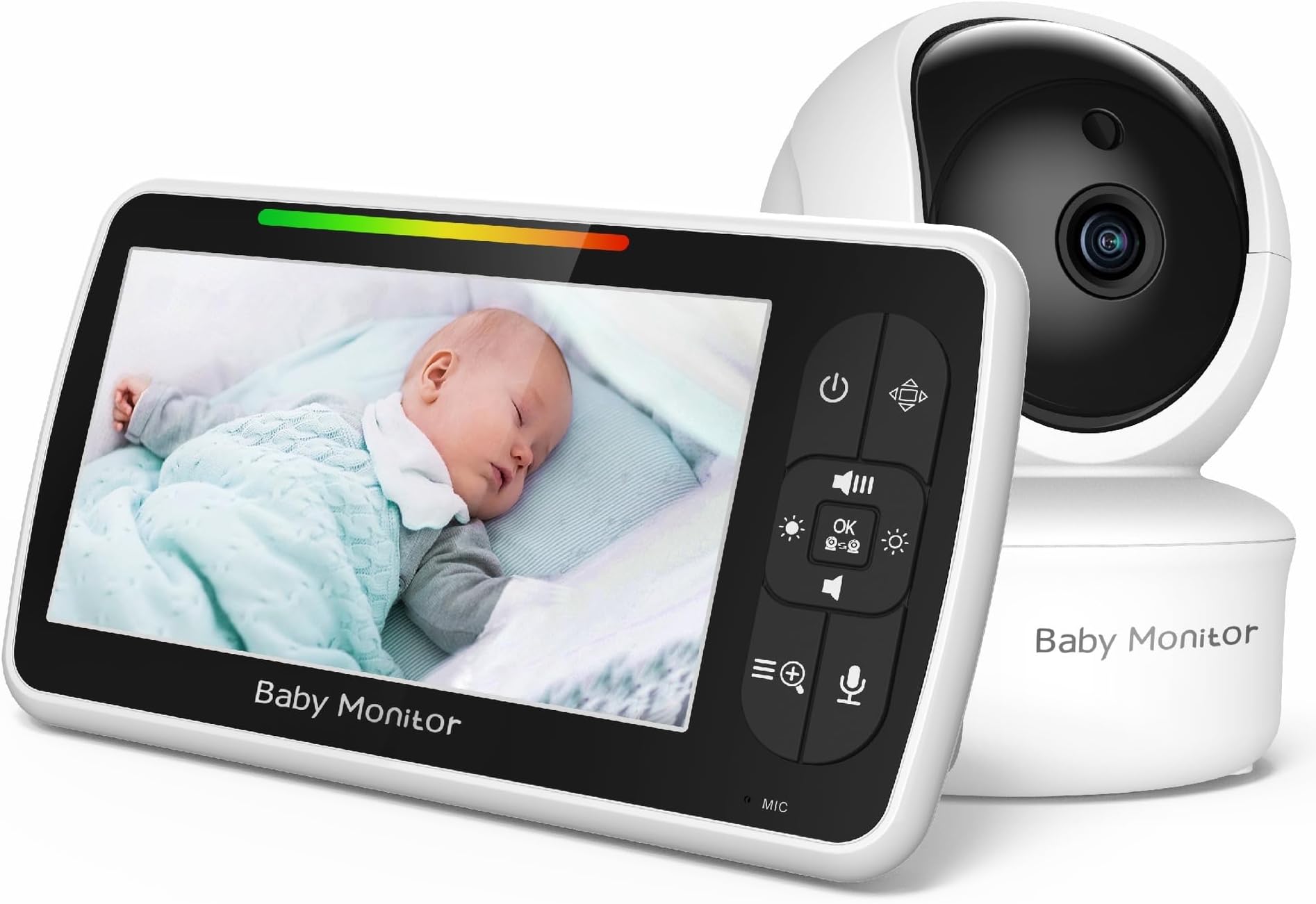 MXNUP Monitor Bebé 5 Pulgadas, Monitor para Bebe con 2 Camara, Alcance ...