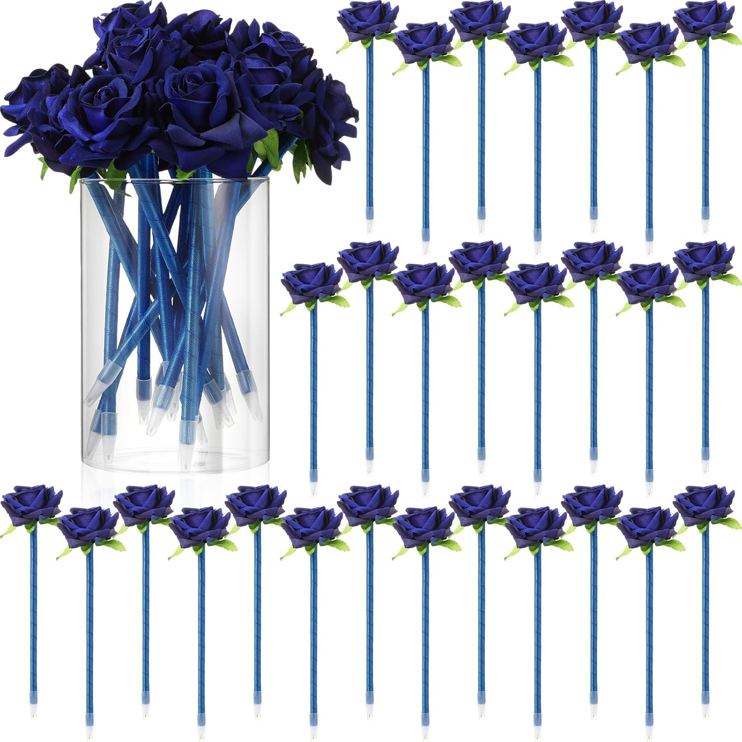 Amazon.com : Engrowtic 28 Pcs Valentine Flower Pens Artificial Rose ...