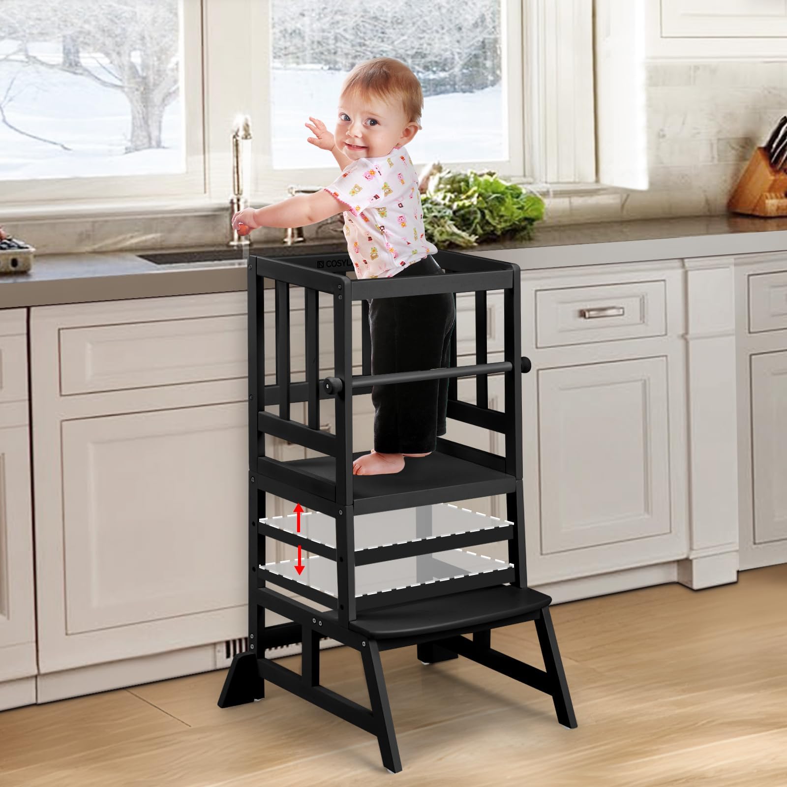 Amazon.com : WOOD CITY Kitchen Step Stool Helper - Montessori Foldable ...