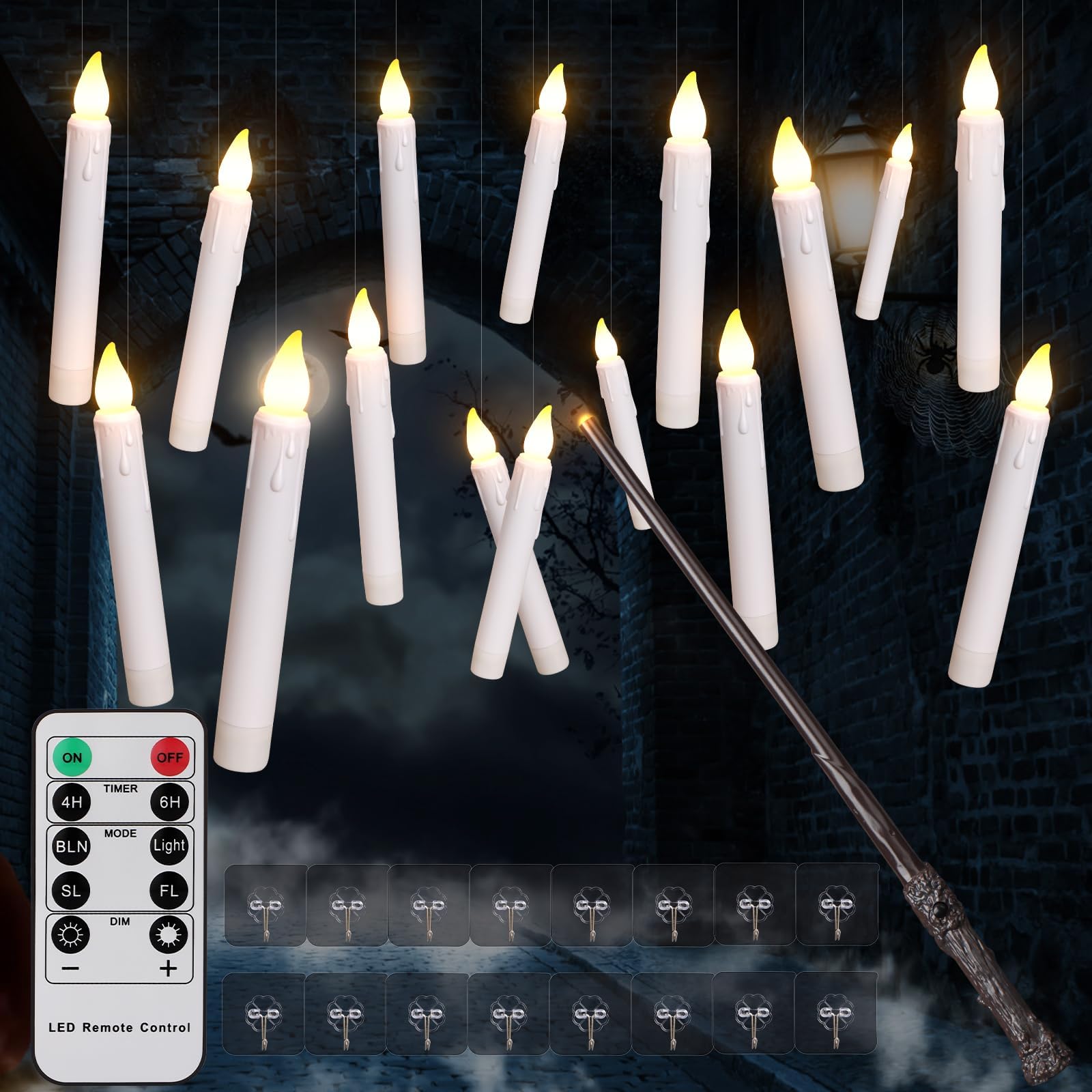 Amazon.com: Hungtse 16PCS Floating Candles with Magic Wand Remote, 6.7 ...