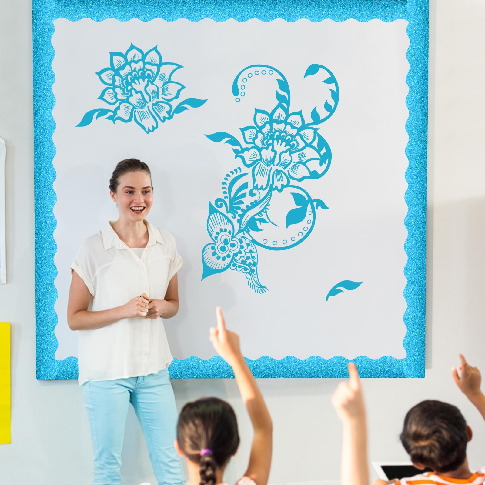 Snapklik.com : 65.6Ft Light Blue Glitter Bulletin Board Borders, Blue ...