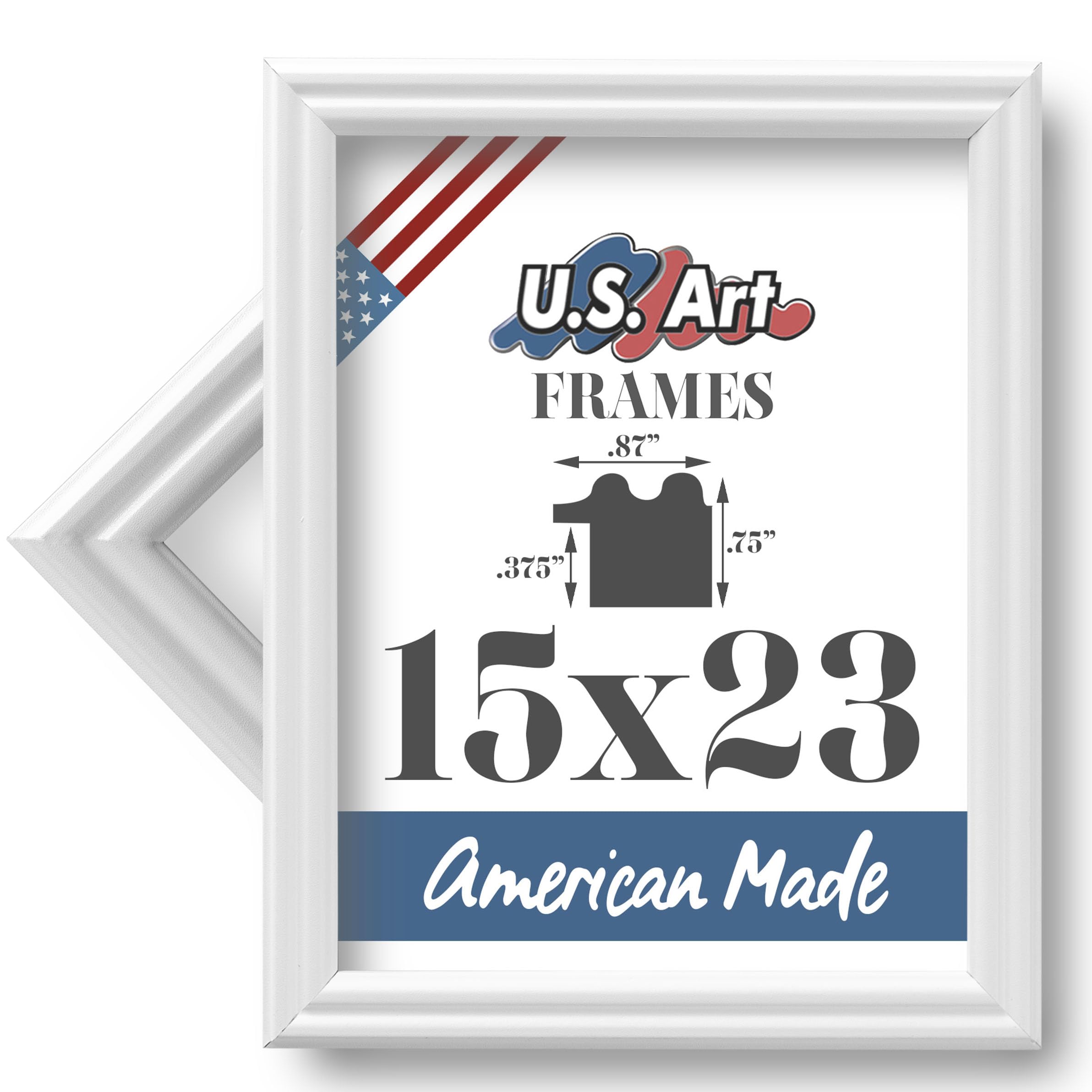 Amazon.com - US Art Frames 15x23 Traditional Style White Thin .75 Inch ...