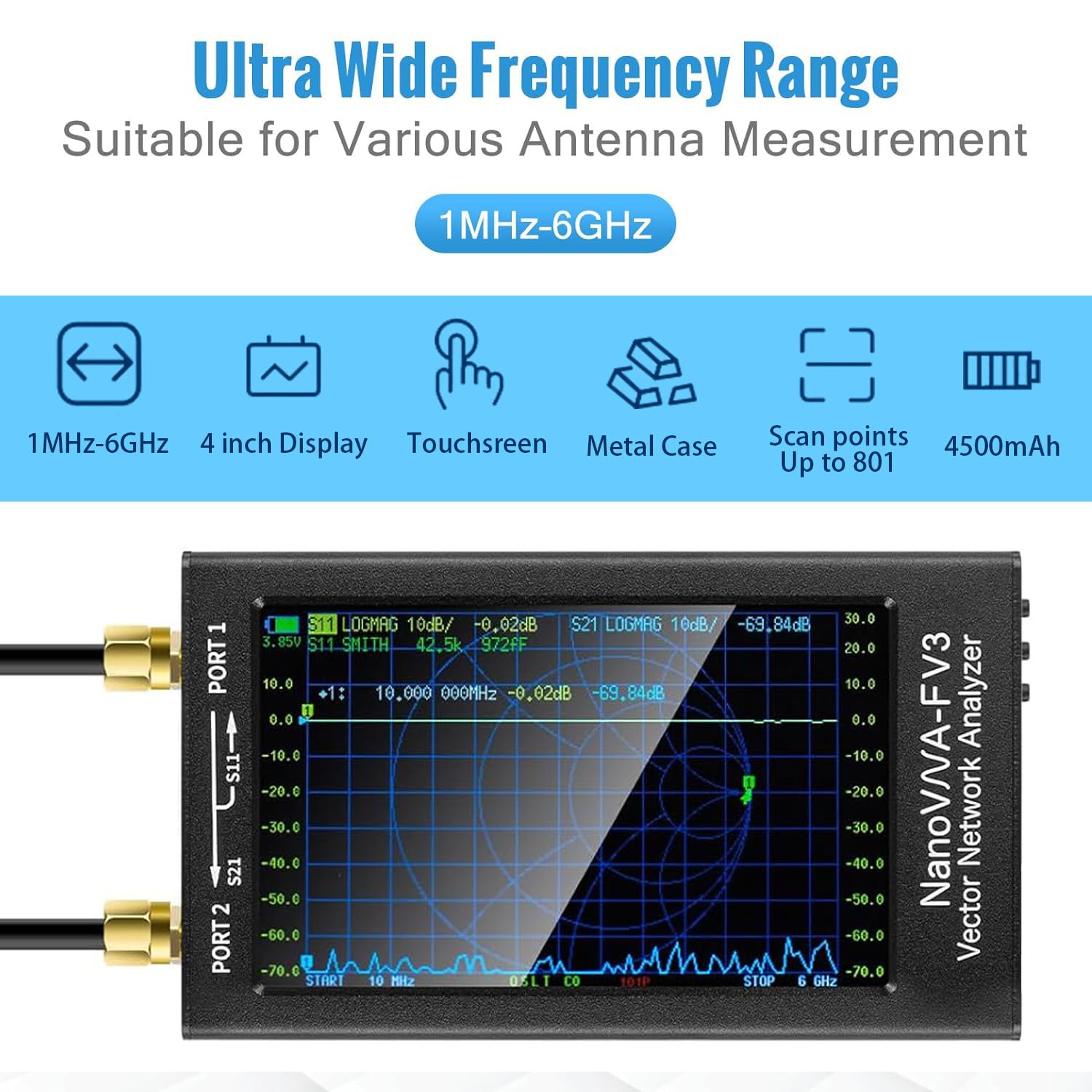 Snapklik.com : NanoVNA-F V3 Vector Network Analyzer, 4.3inch 1MHz-6GHz ...
