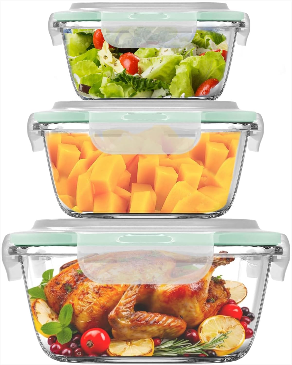Amazon.com: Razab 6 Pc Glass Storage Containers with Lids - 141 Oz ...