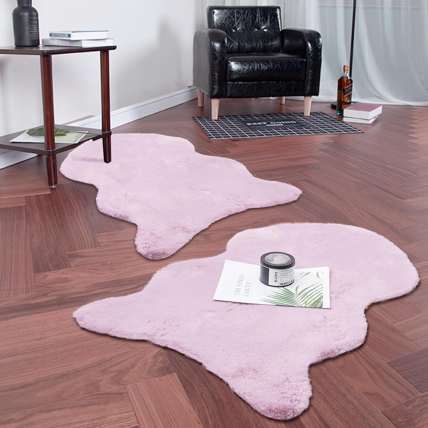 Amazon.com: HYSEAS Luxurious Faux Rabbit Fur Rug, 2x3 Feet, 2 Pack Faux ...