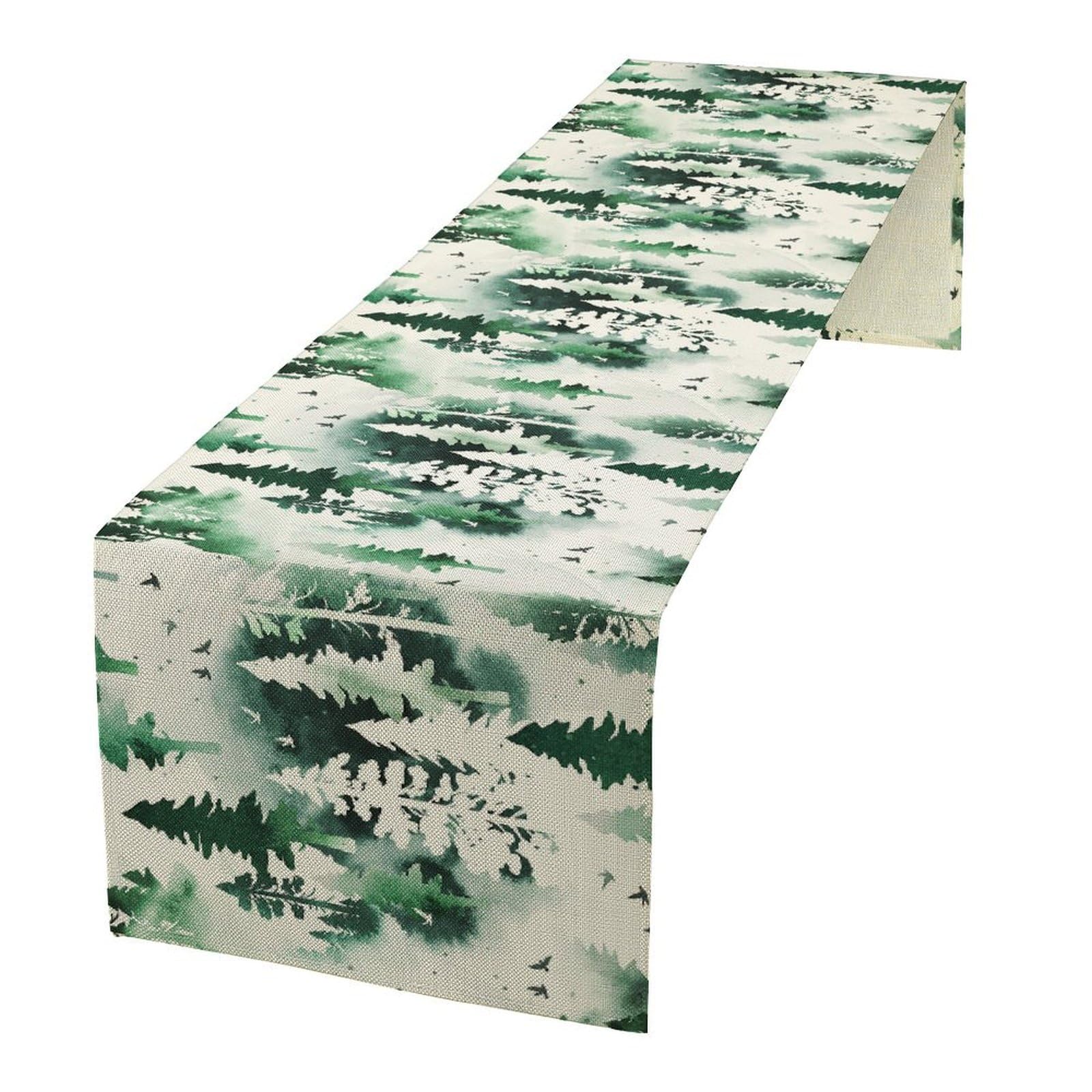Amazon.com: Watercolor Forest Table Runner,Nature Coniferous Forest ...