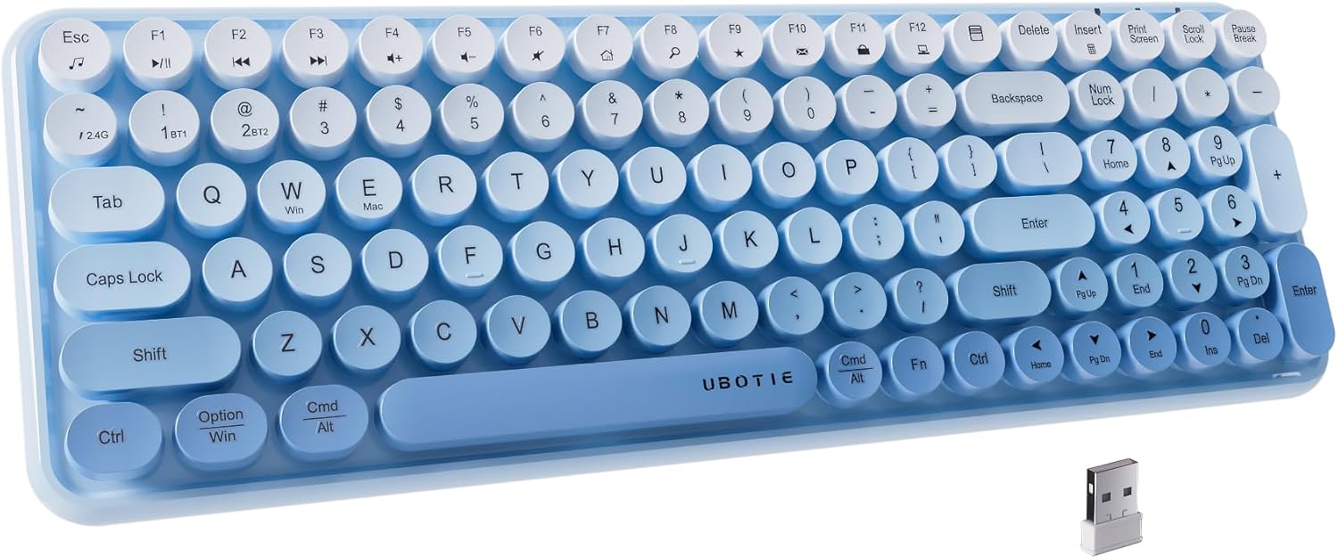 Amazon.com: UBOTIE Colorful Bluetooth 100Keys Keyboards, Wireless ...