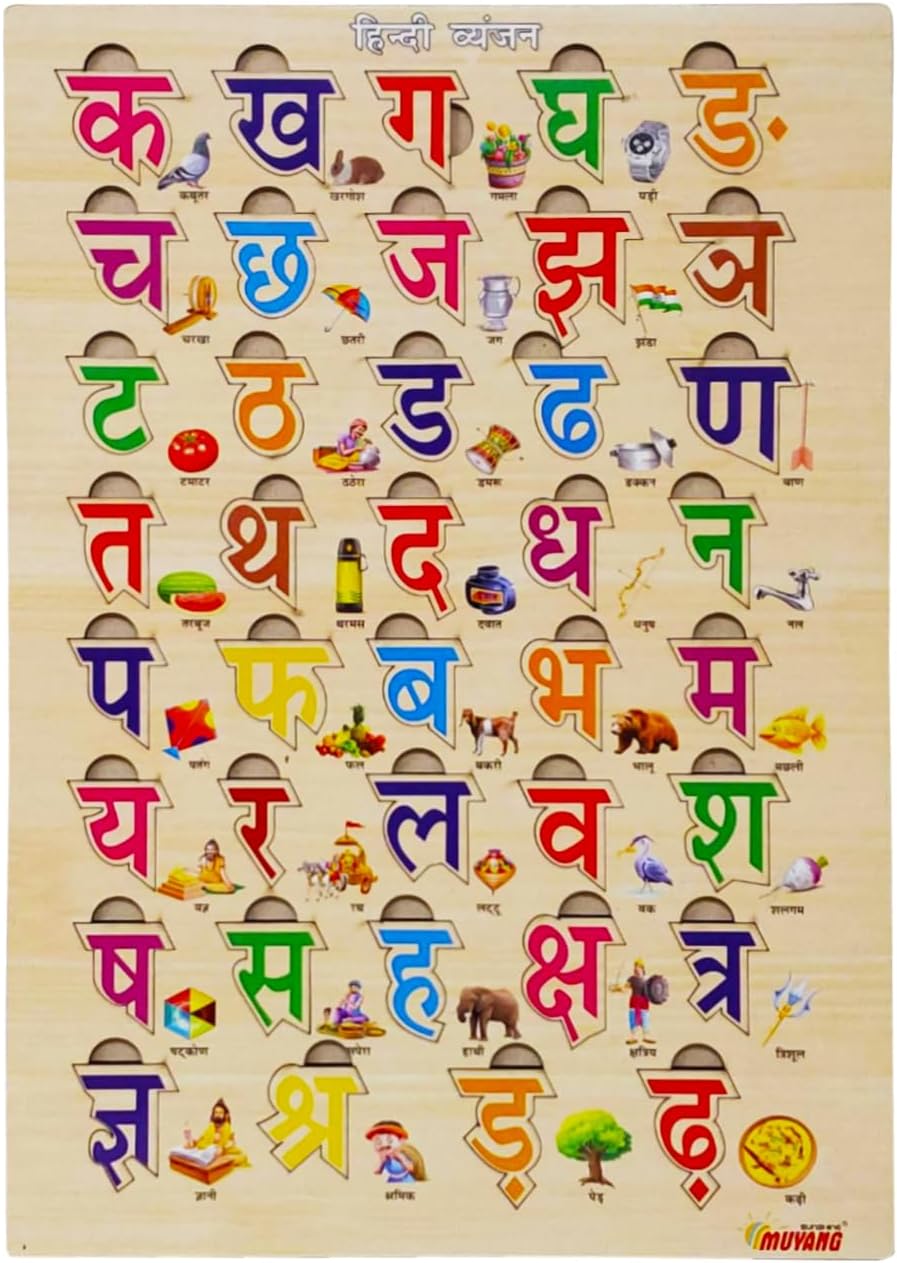 GYANOTOY Wooden Hindi Consonant Board- Enhance Hindi Language Skills ...